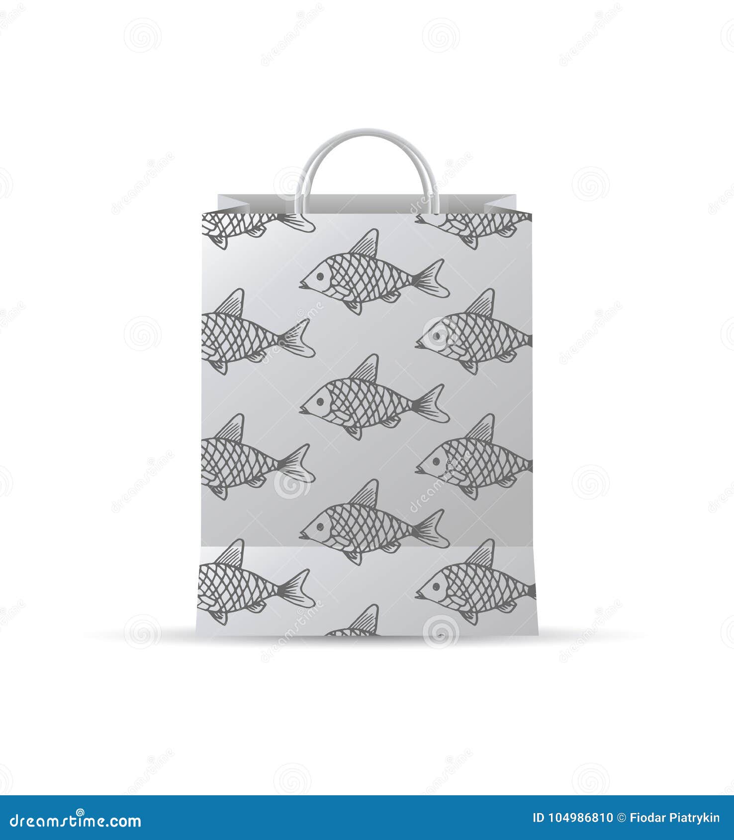 Vector Design of Gift Bag with Fish Draw Pattern Stock Vector ...