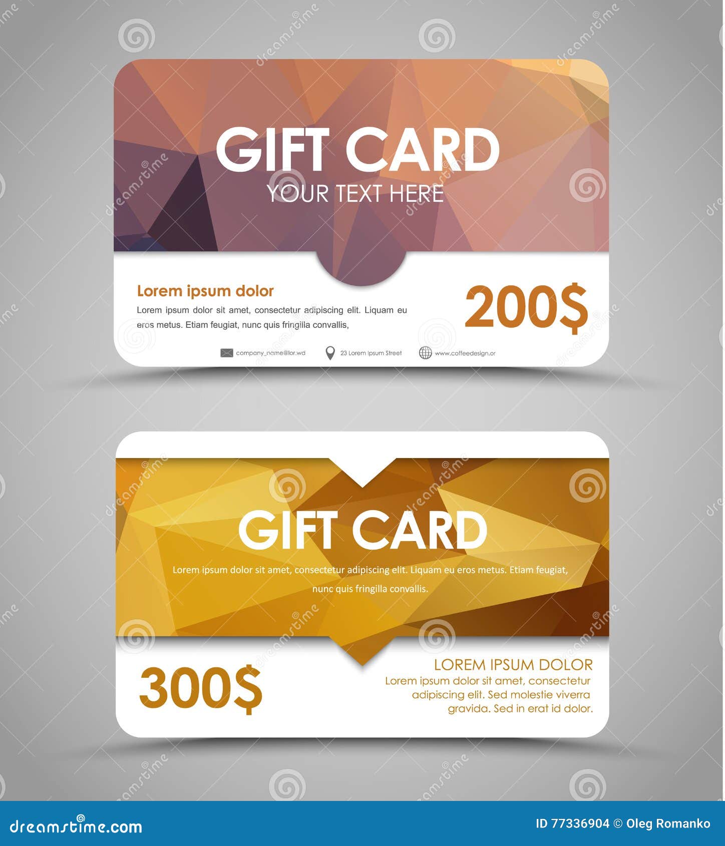 Design Gift Cards Polygonal Stock Vector - Illustration of coupon, gold ...
