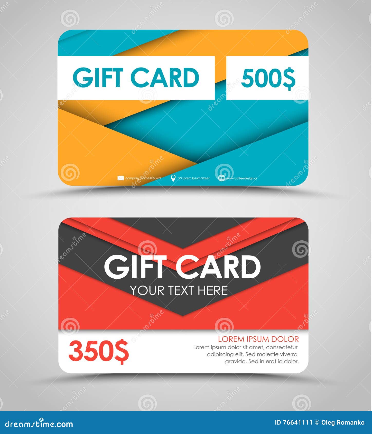 Design of Gift Cards in Style of Material Design Stock Vector ...