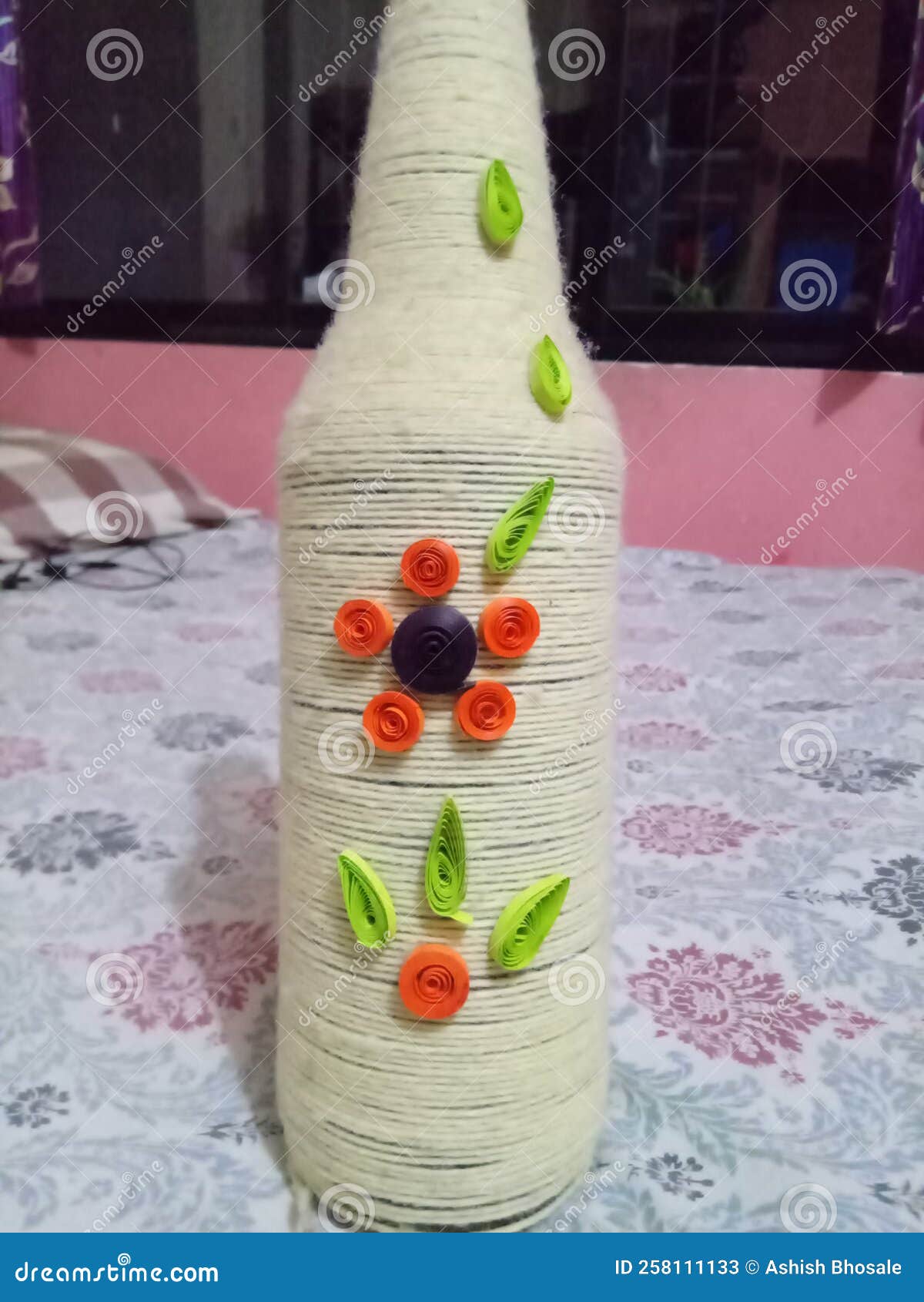 Design on a Glass Bottle with Paper Quelling Stock Image - Image of ...