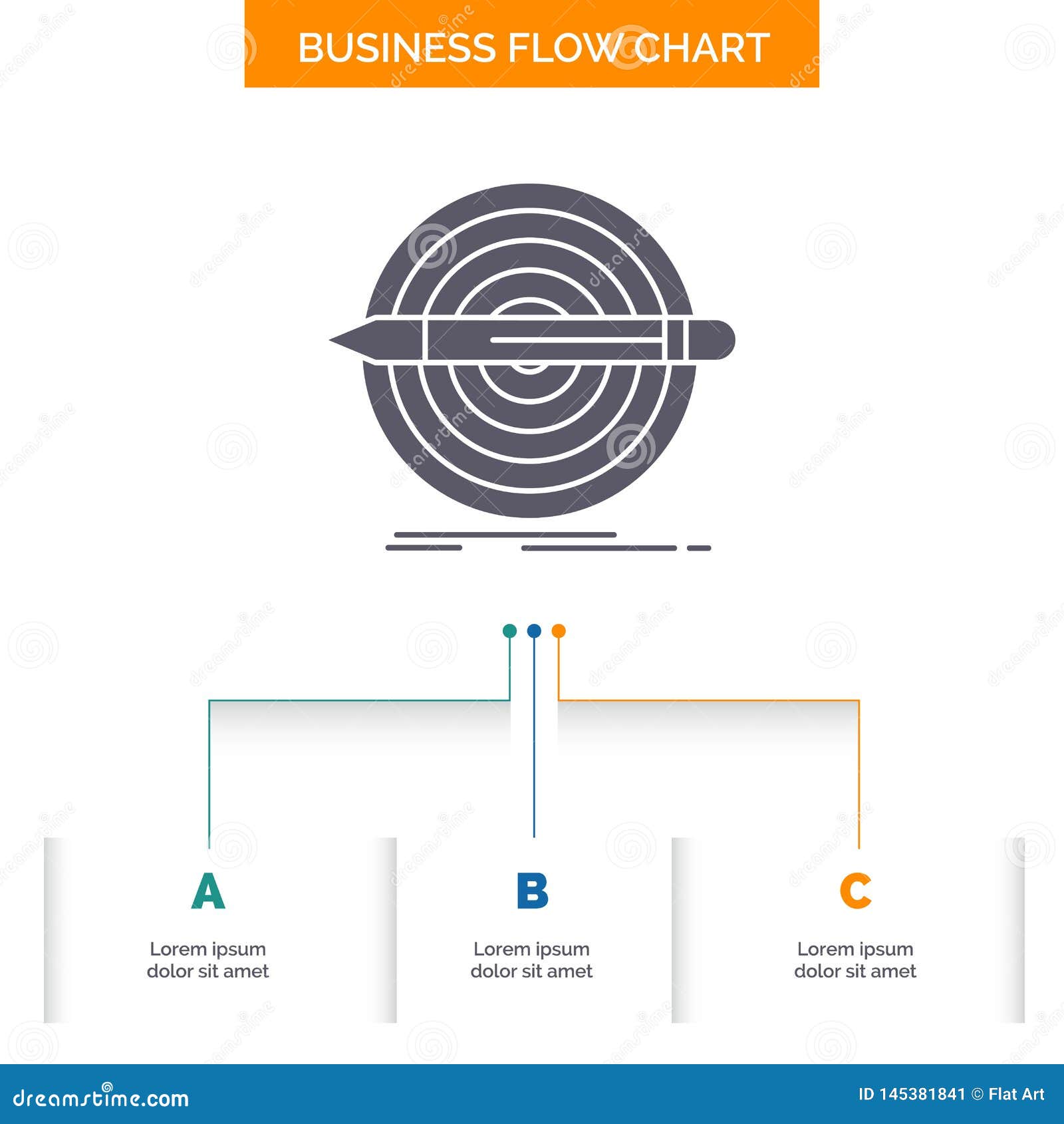 Design, Goal, Pencil, Set, Target Business Flow Chart Design with 3 ...