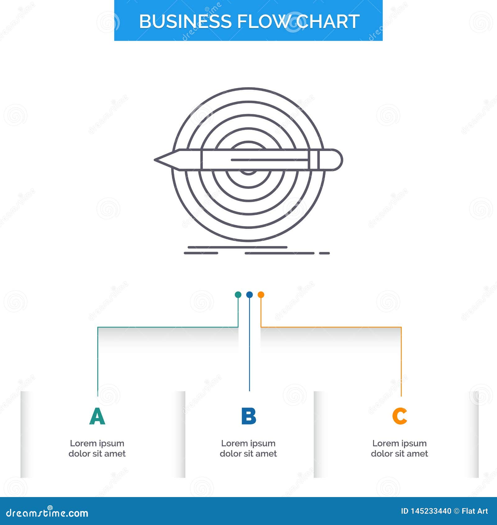 Design, Goal, Pencil, Set, Target Business Flow Chart Design with 3 ...