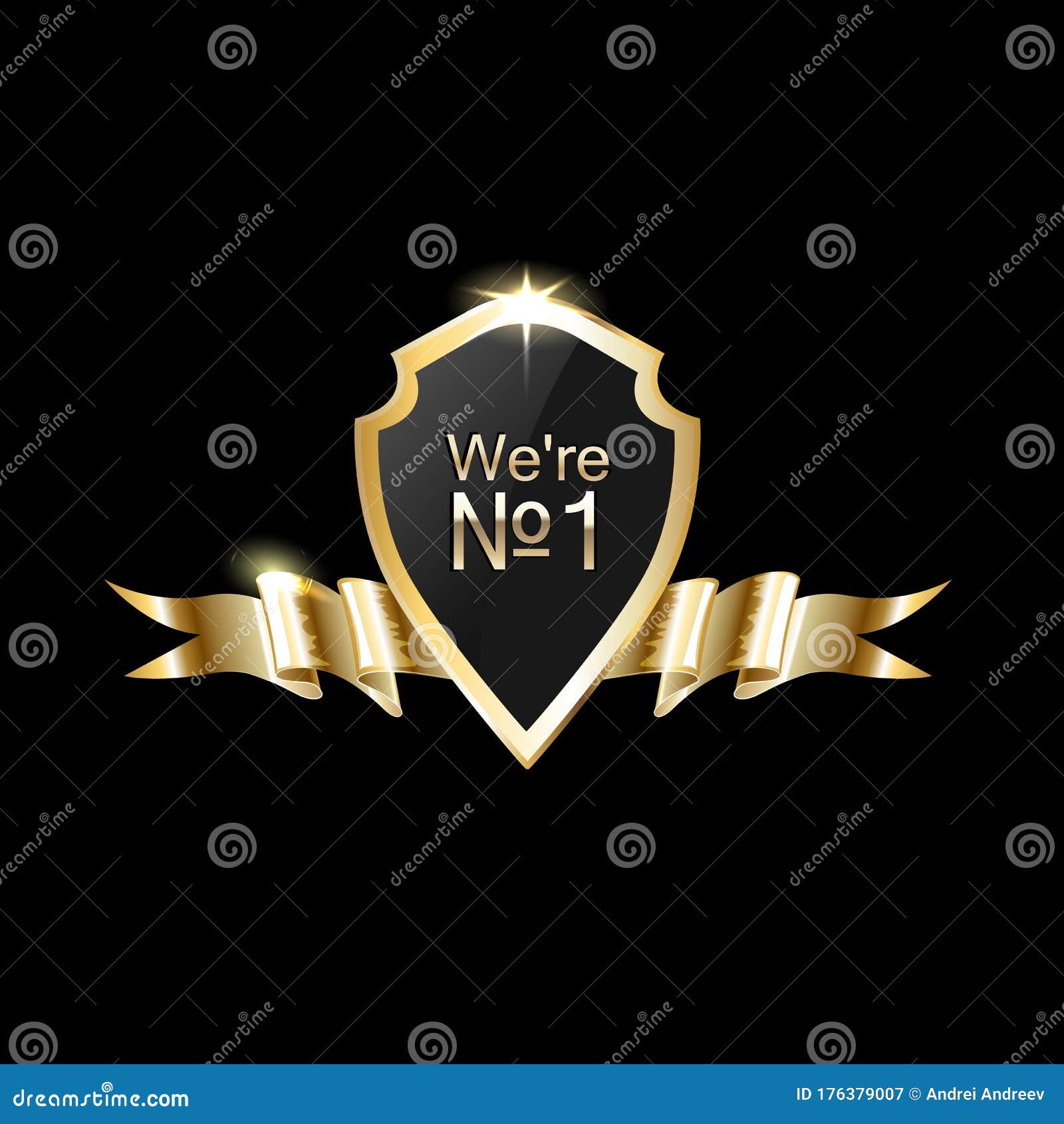 Design of the Gold Label Number One, on a Shield with a Gold Ribbon ...