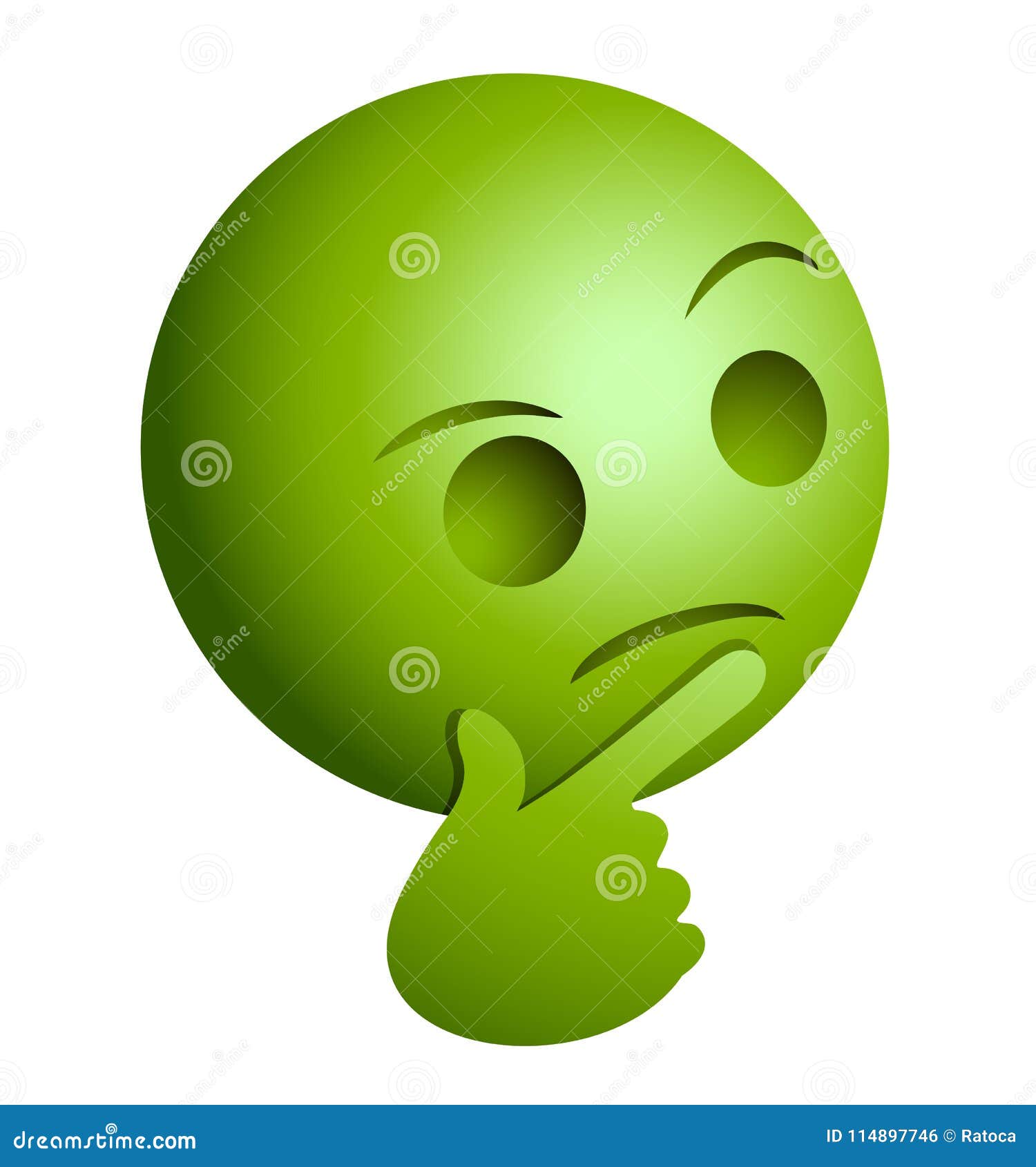 Green Face Thinking Illustration Stock Vector - Illustration of ...