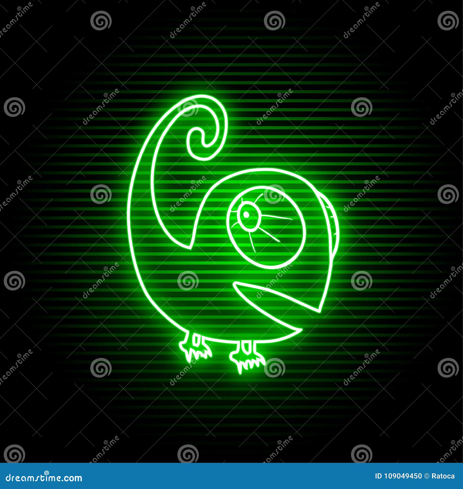 Green neon chameleon stock vector. Illustration of vector - 109049450