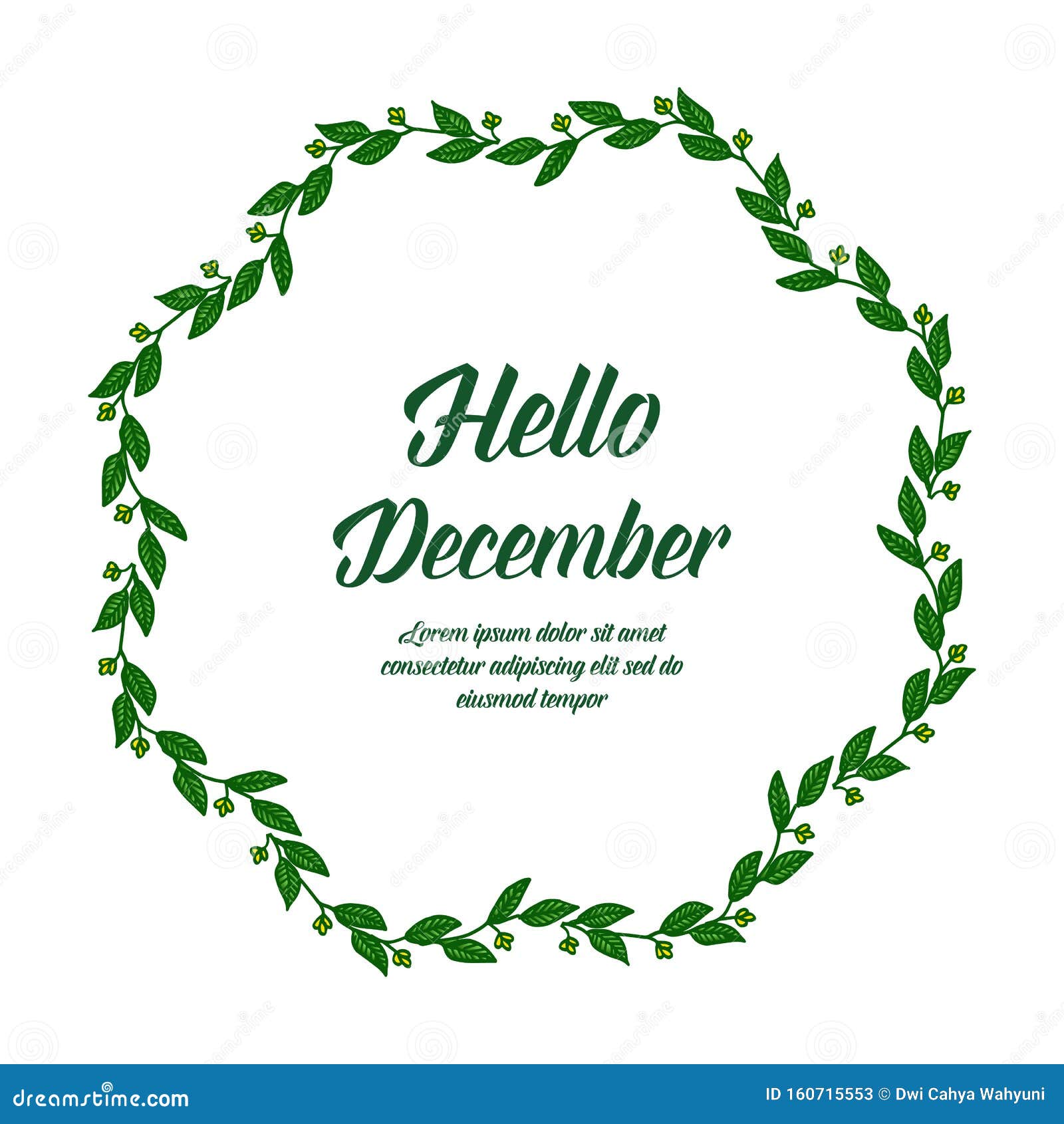 Design Greeting Card Hello December, with Ornate Pattern of Pink Flower ...
