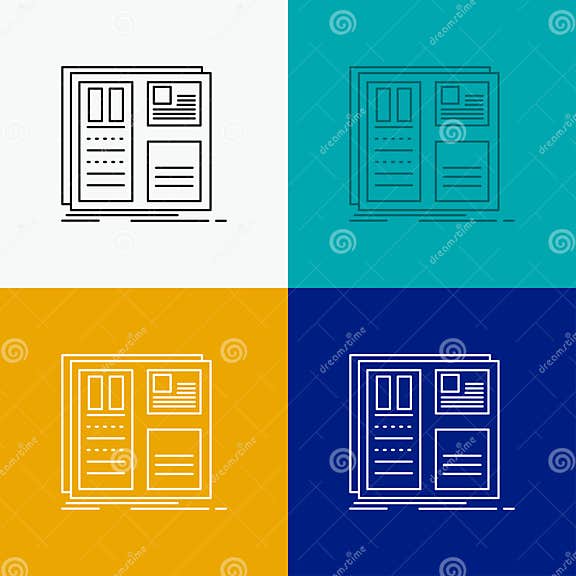 Design, Grid, Interface, Layout, Ui Icon Over Various Background. Line ...