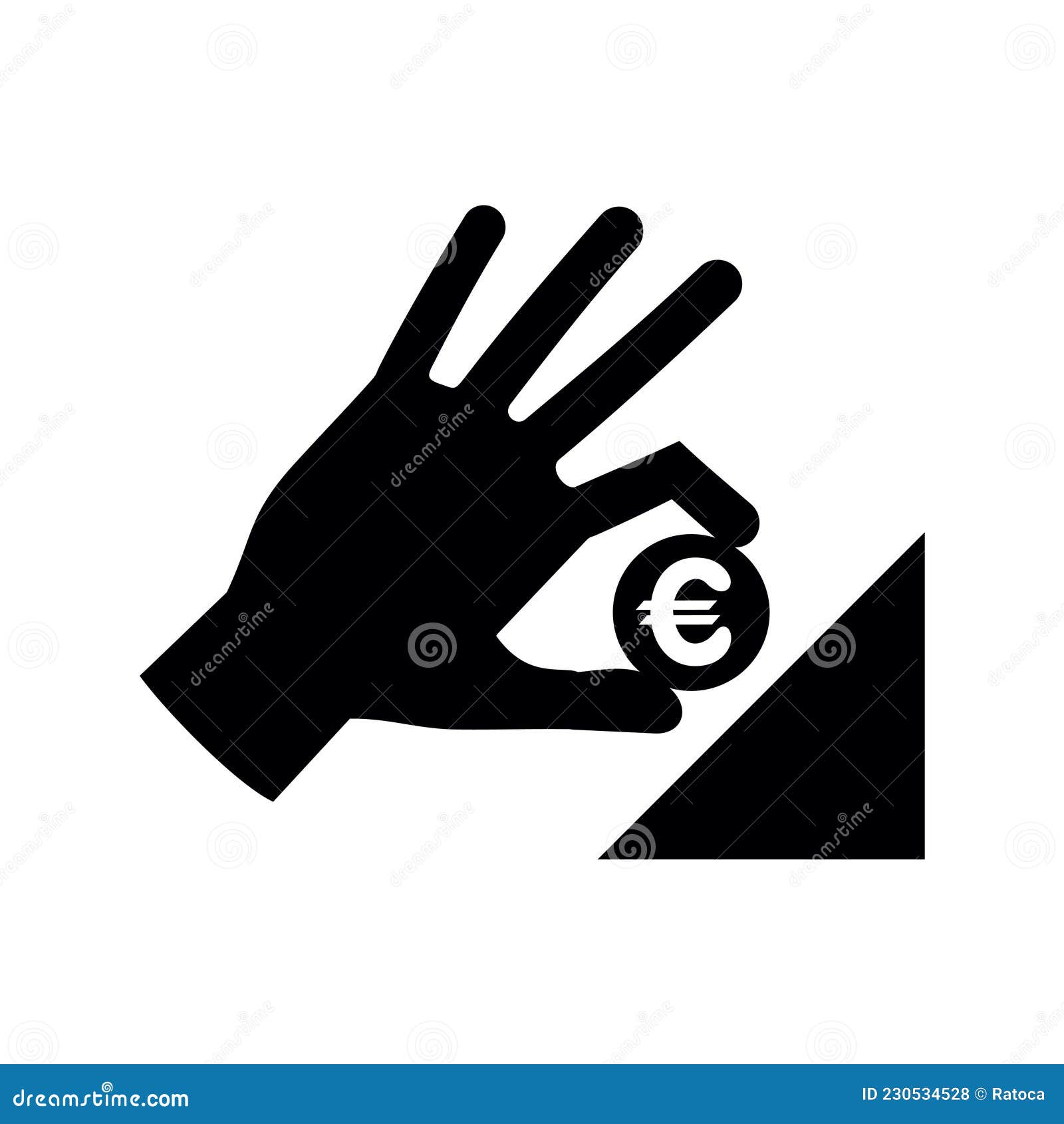 Design of Hand with Coin Symbol Stock Vector - Illustration of euro ...