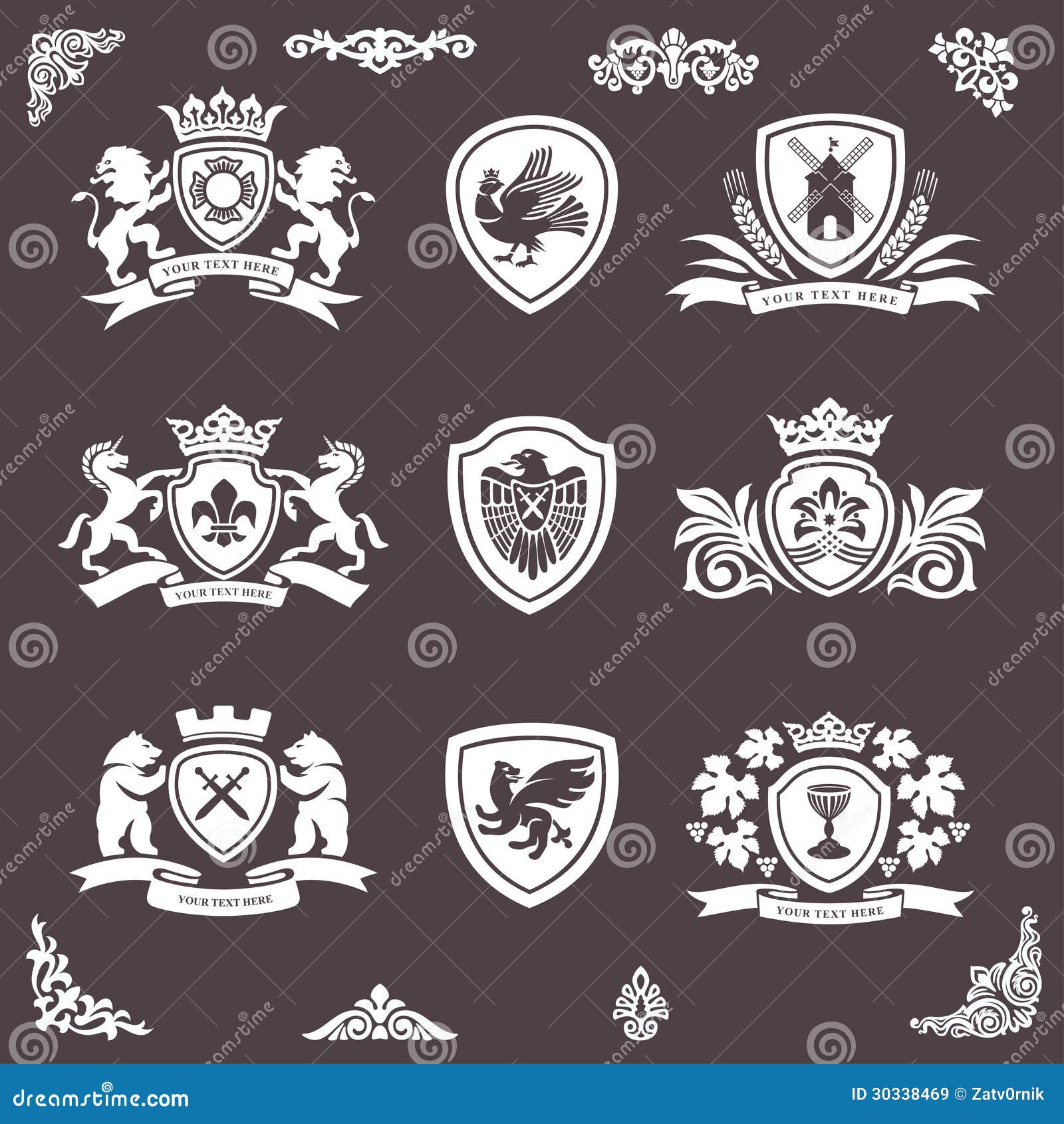 Design heraldic elements stock vector. Illustration of elements - 30338469