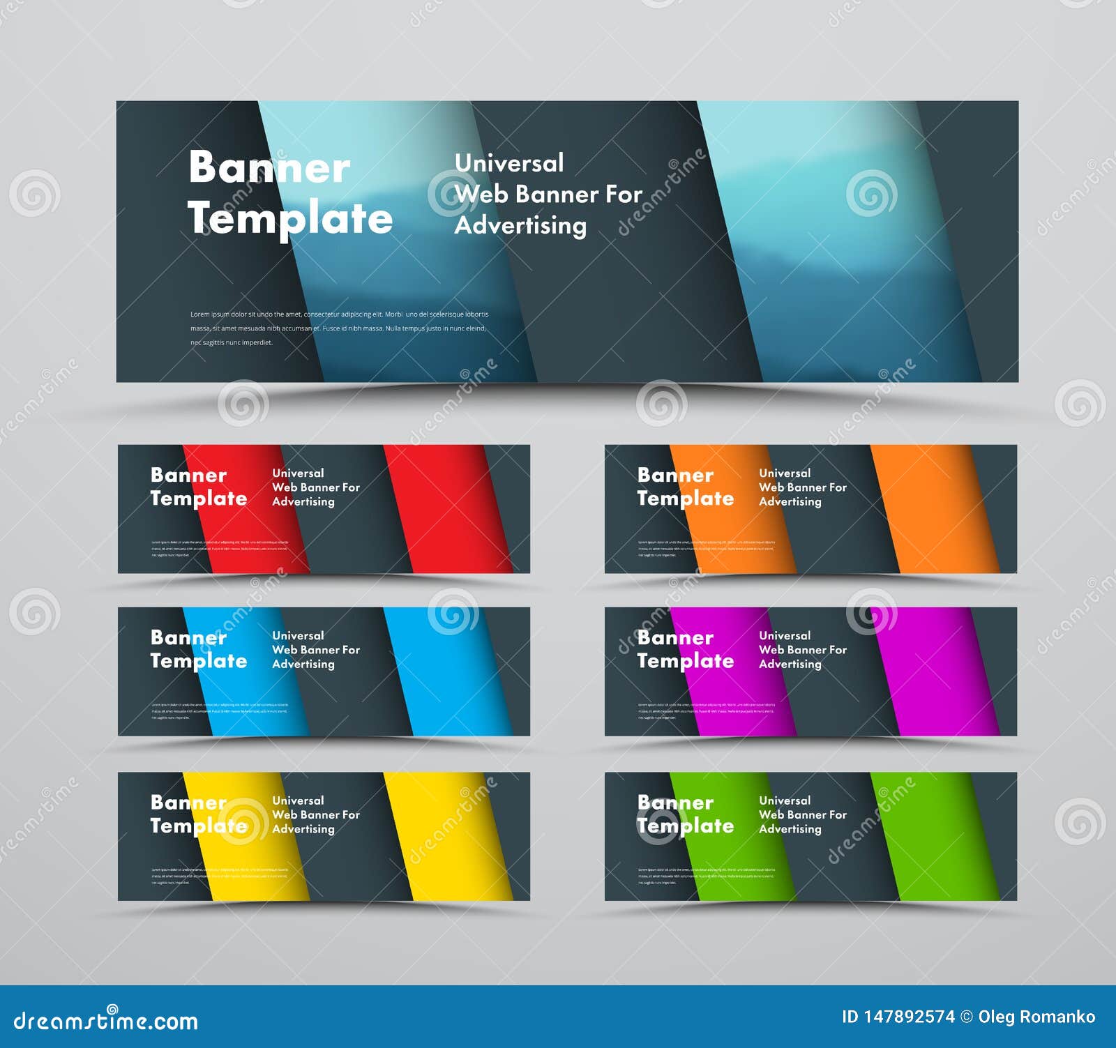 Design of Horizontal Vector Web Banners with Diagonal Material Design ...