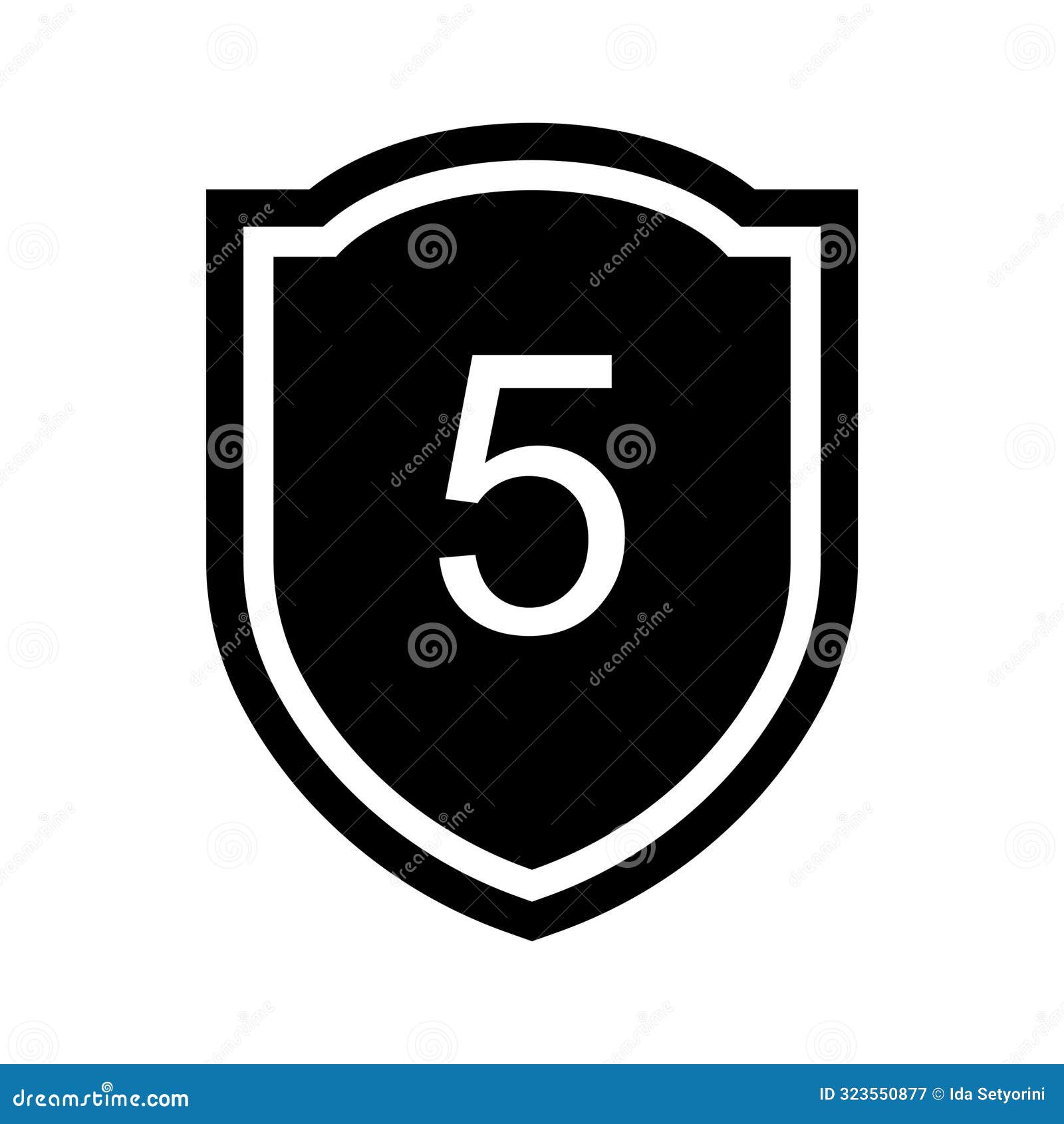 Design Icon of the Number 5 in a Shield Illustration Stock Illustration ...