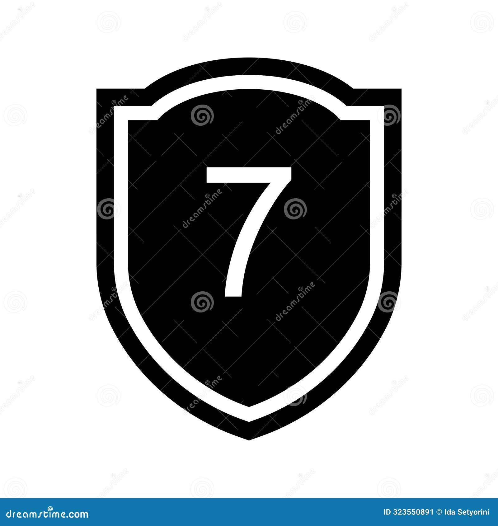 Design Icon of the Number 7 in a Shield Illustration Stock Illustration ...