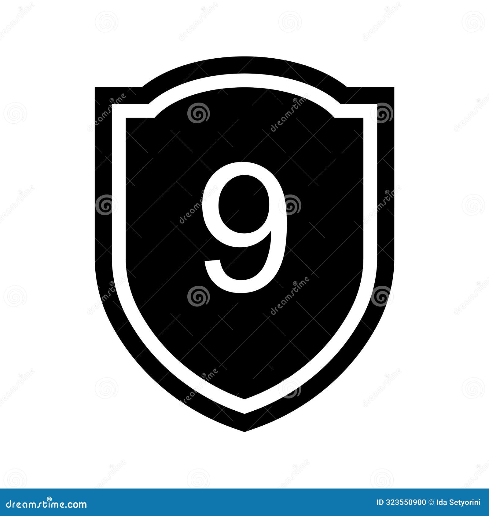 Design Icon of the Number 9 in a Shield Illustration Stock Illustration ...
