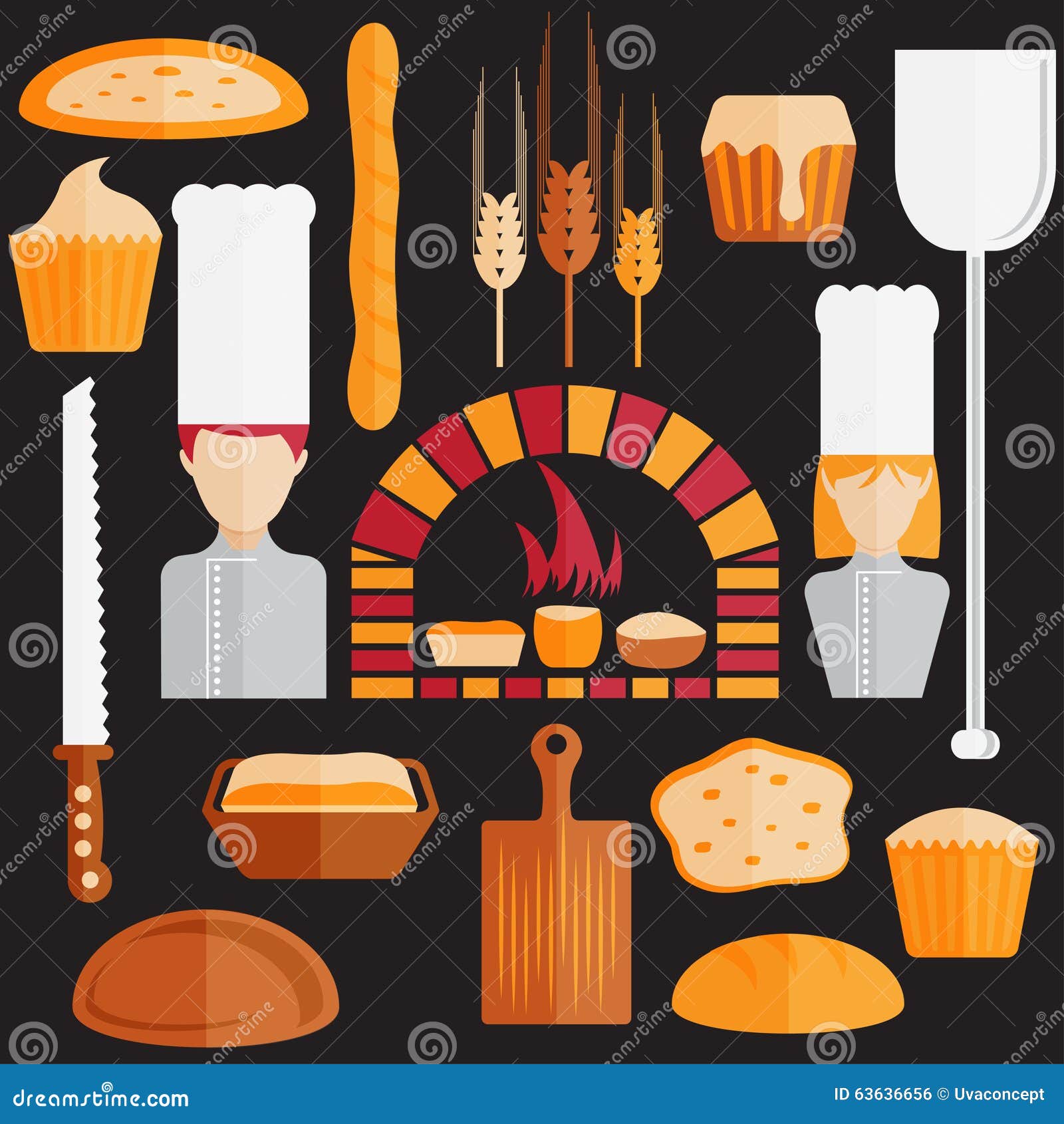 Design Icons of Bakery Theme Stock Vector - Illustration of oven ...