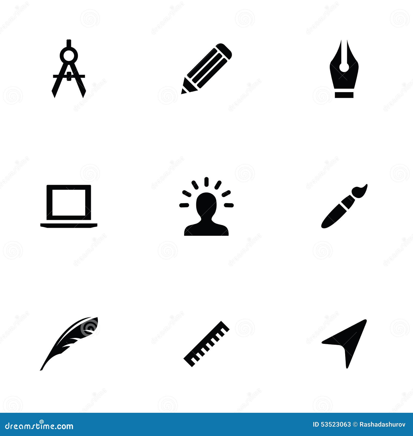 Design 9 icons set stock vector. Illustration of studio - 53523063