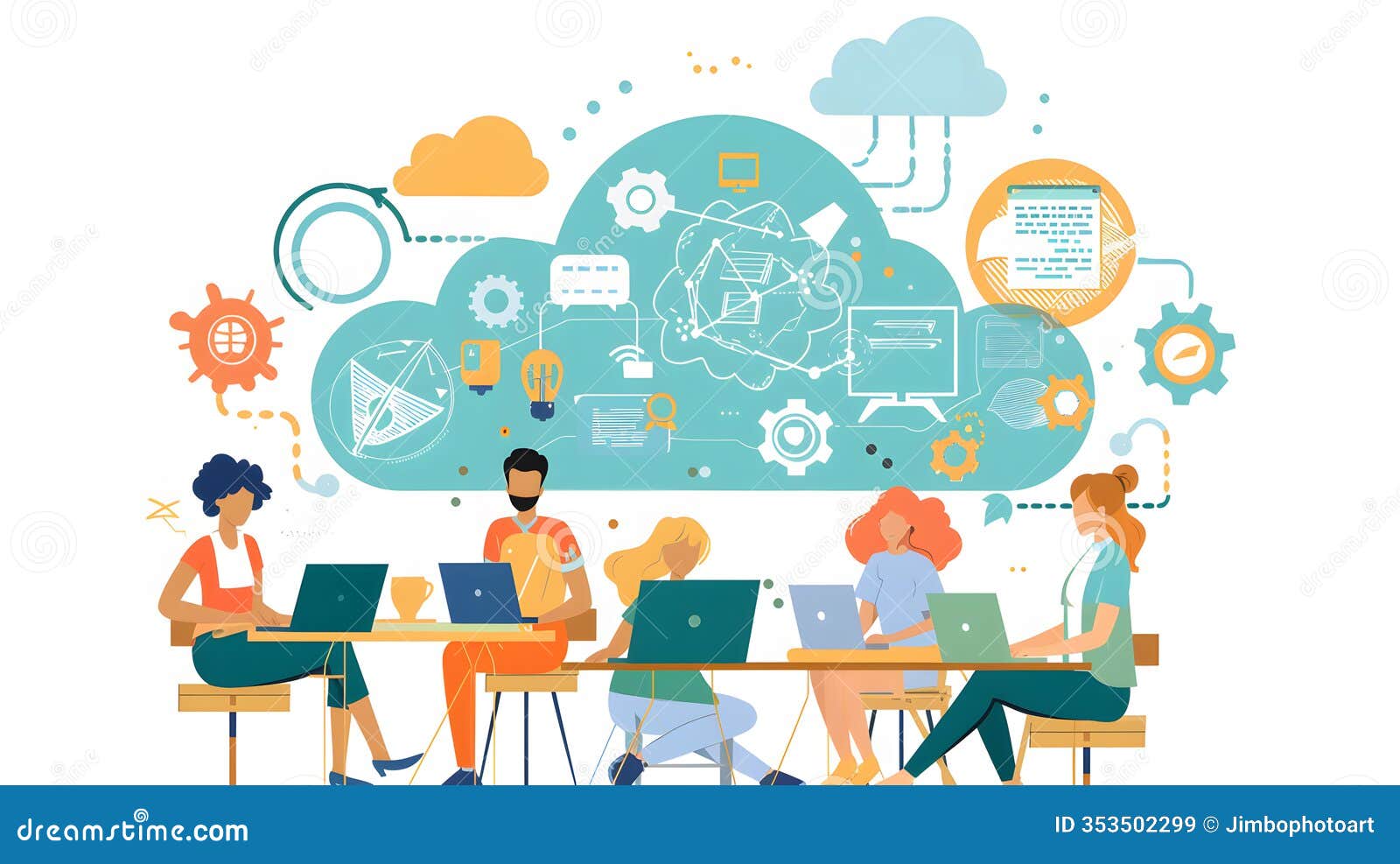 Group Of Students In A Classroom With A Blackboard Full Of Formulas ...