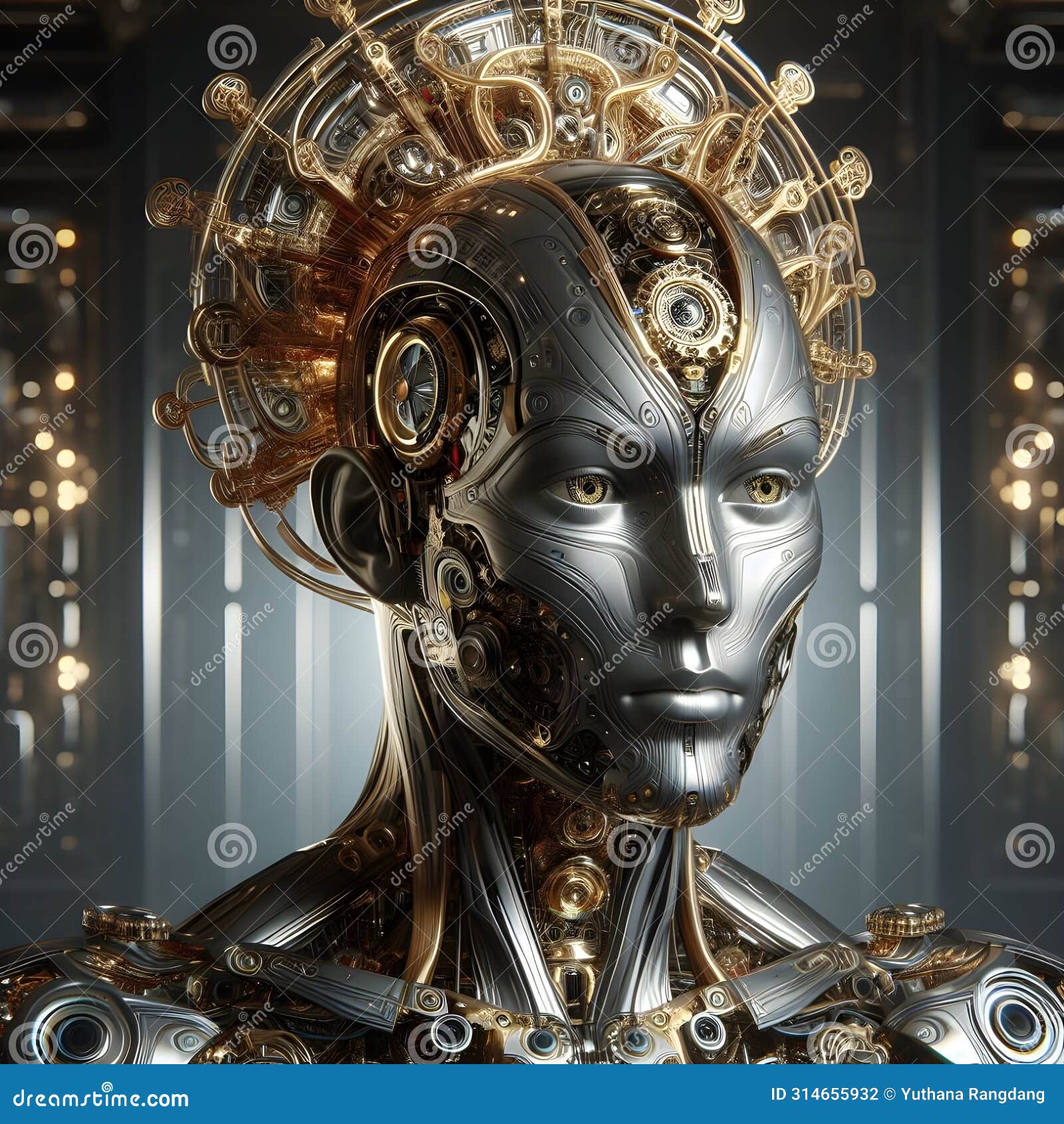 Design an Image of a Humanoid Robot with a Highly Realistic Human Face ...