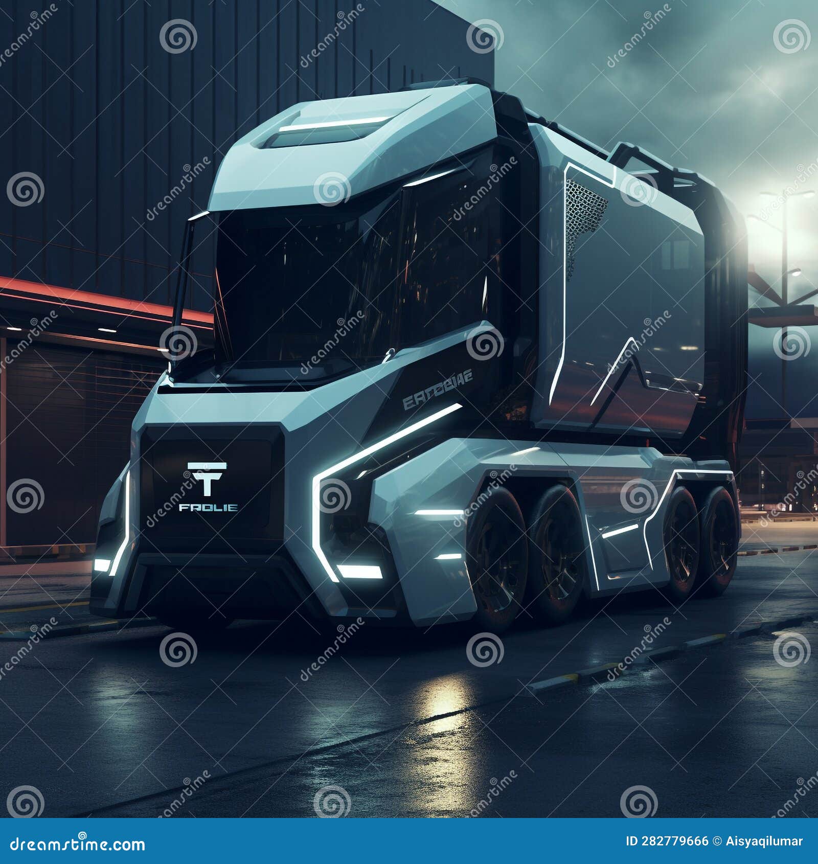 Design Image of a Lorry in the Future Moving Towards Its Destination ...