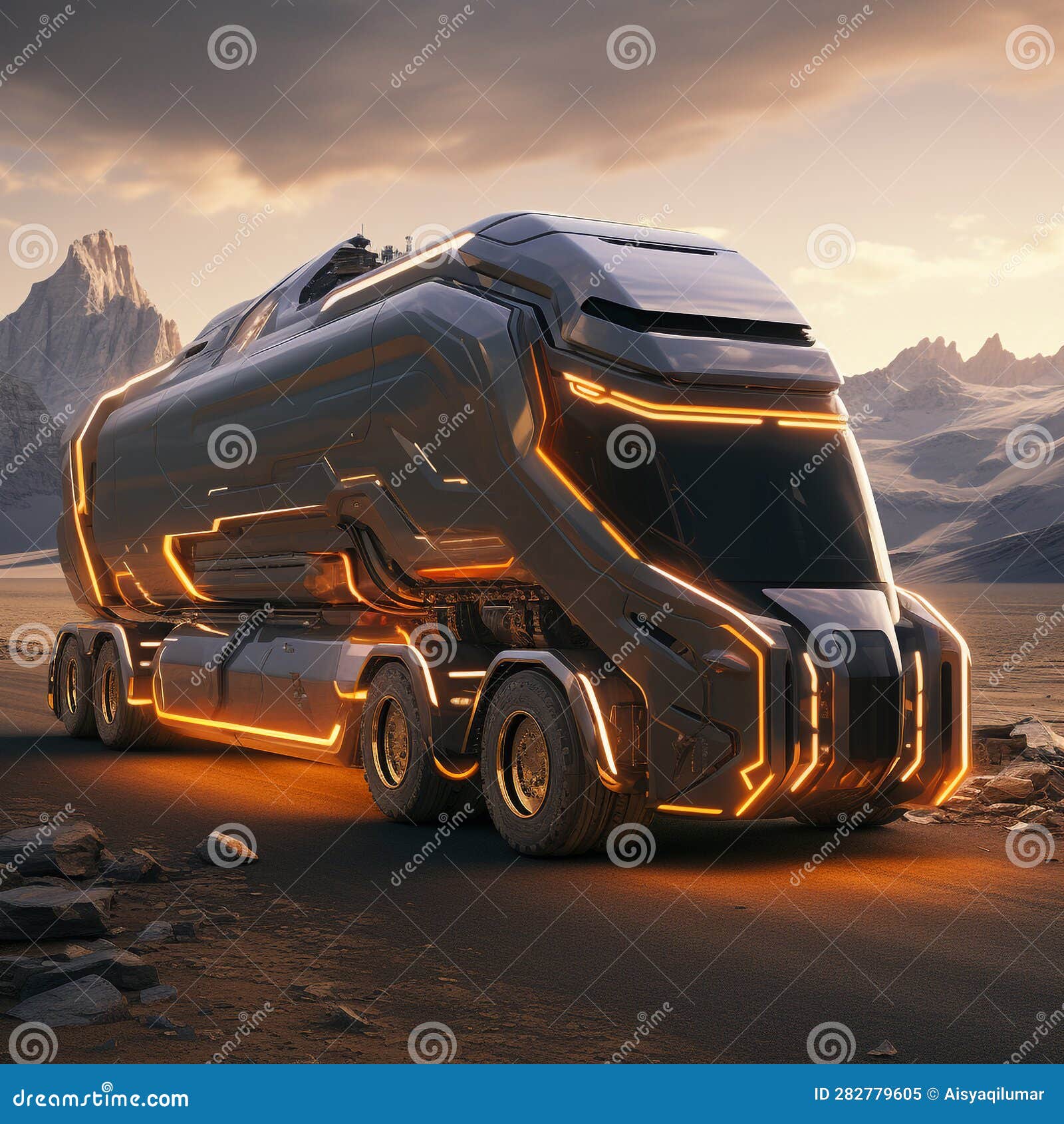 Design Image of a Lorry in the Future Moving Towards Its Destination ...