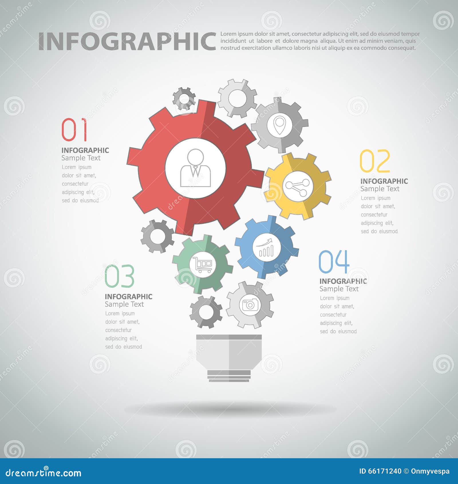 Design Infographic Template with Abstract Gear Light Bulb Stock Vector ...