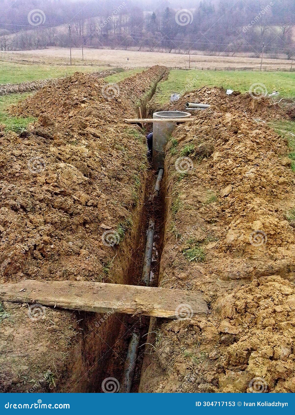 Installation of Sewage Network Stock Image - Image of village, trench ...