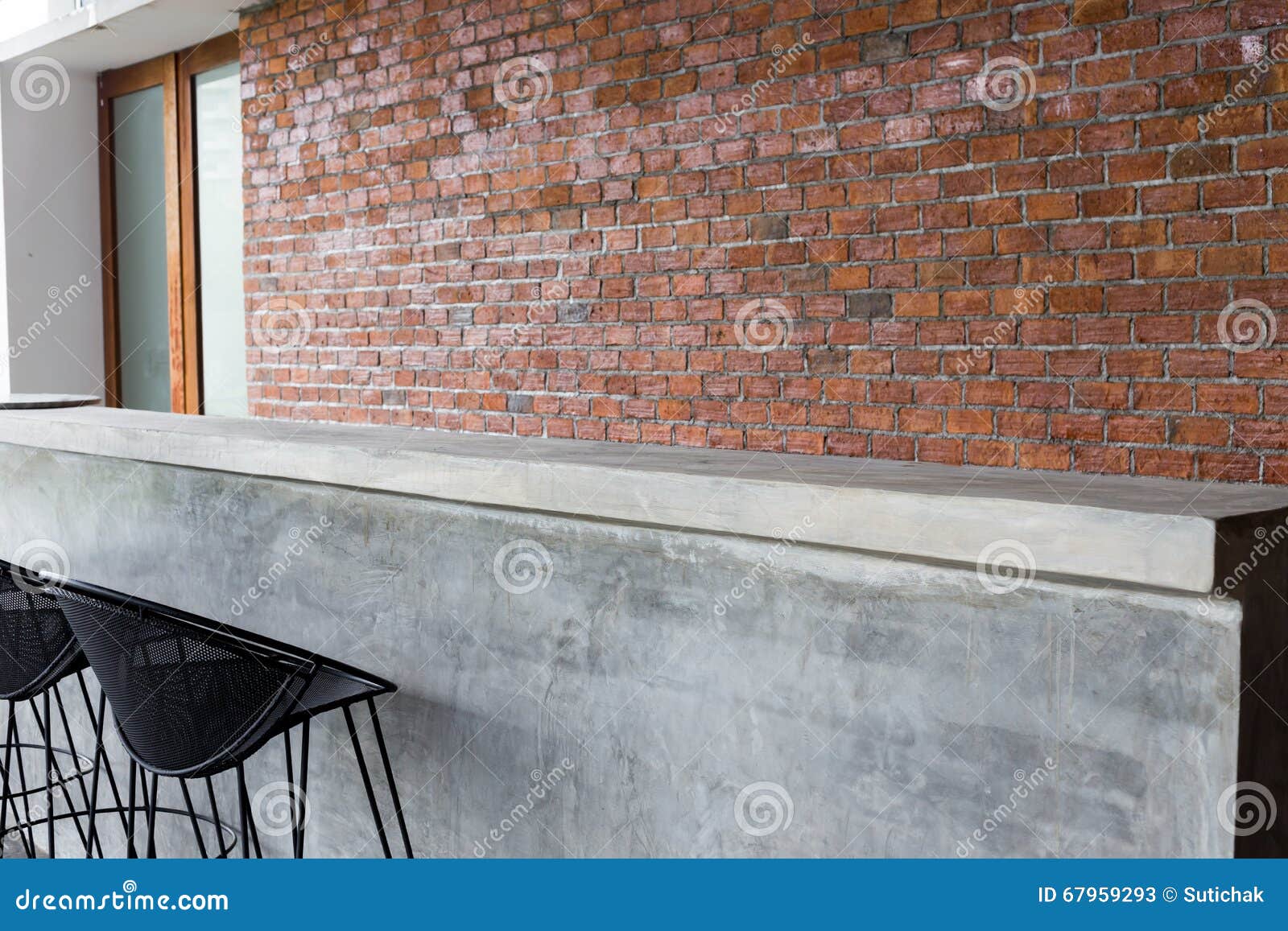 Design Interior Counter Bar Made Cement Iron Seat Photos - Free ...