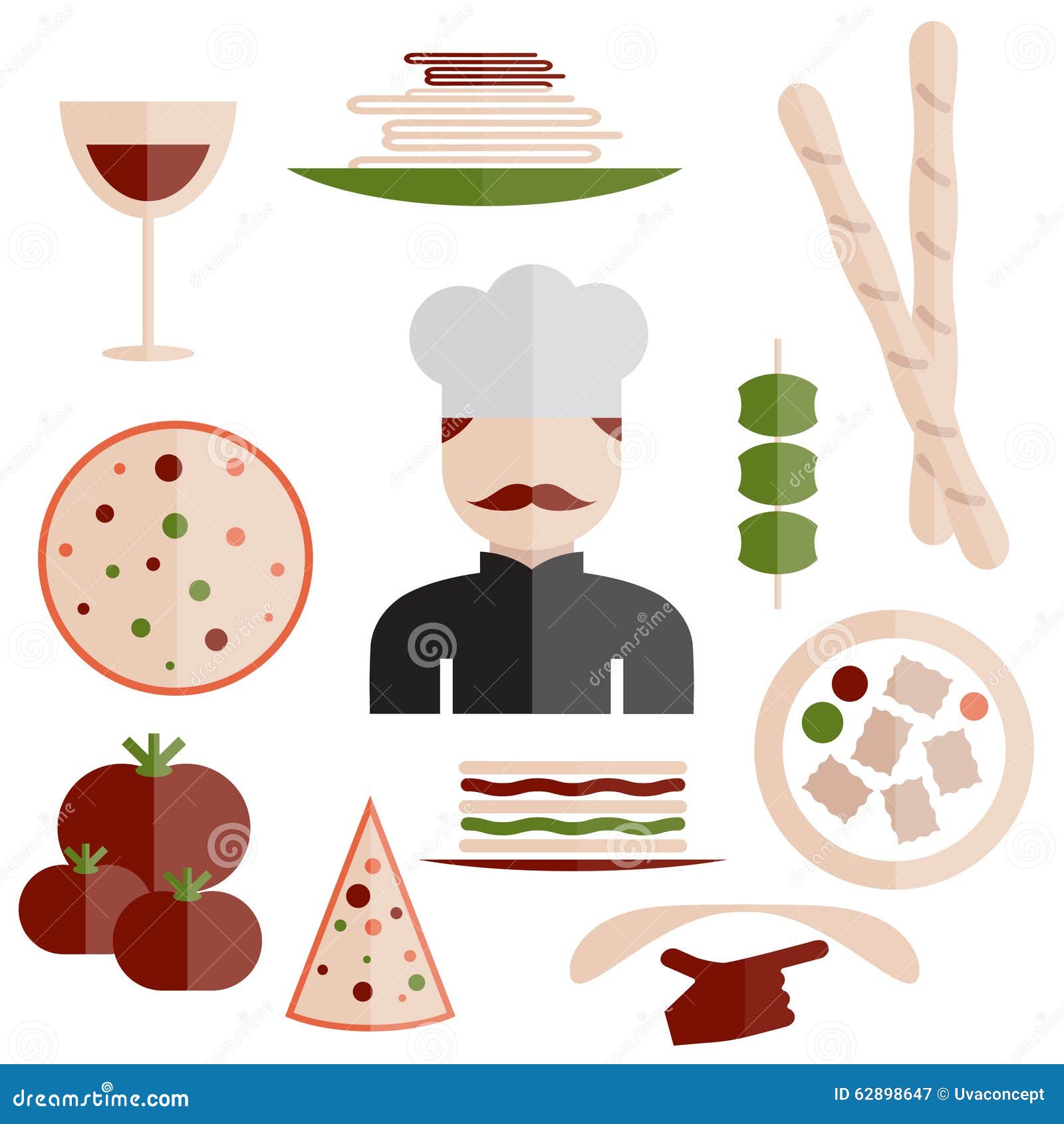 Design Italian Cuisine Elements and Chef Stock Vector - Illustration of ...