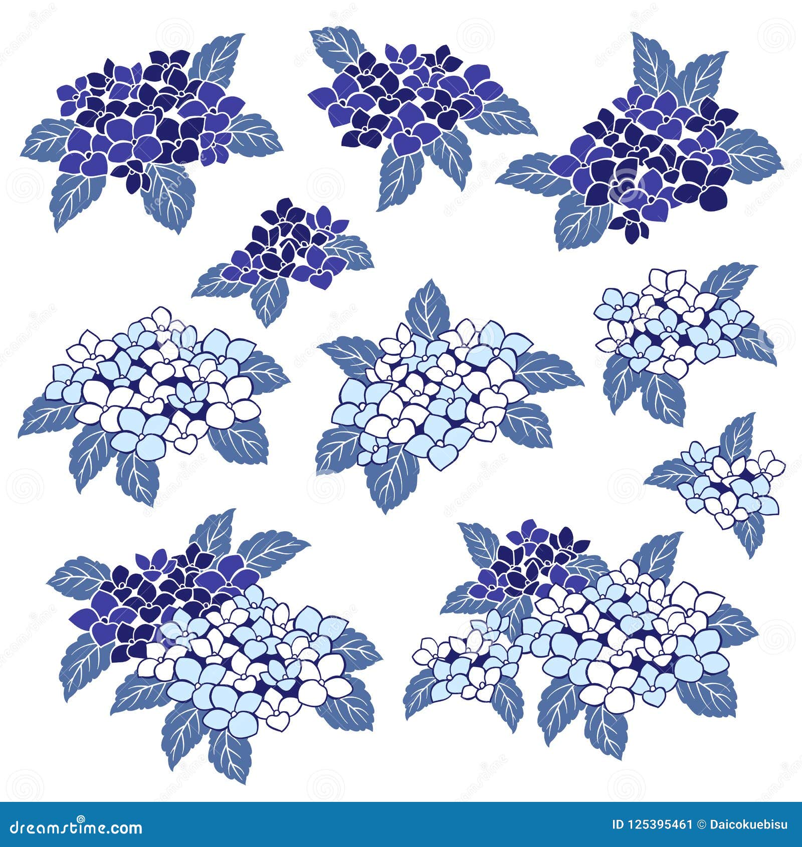 Japanese style hydrangea, stock vector. Illustration of beautiful ...