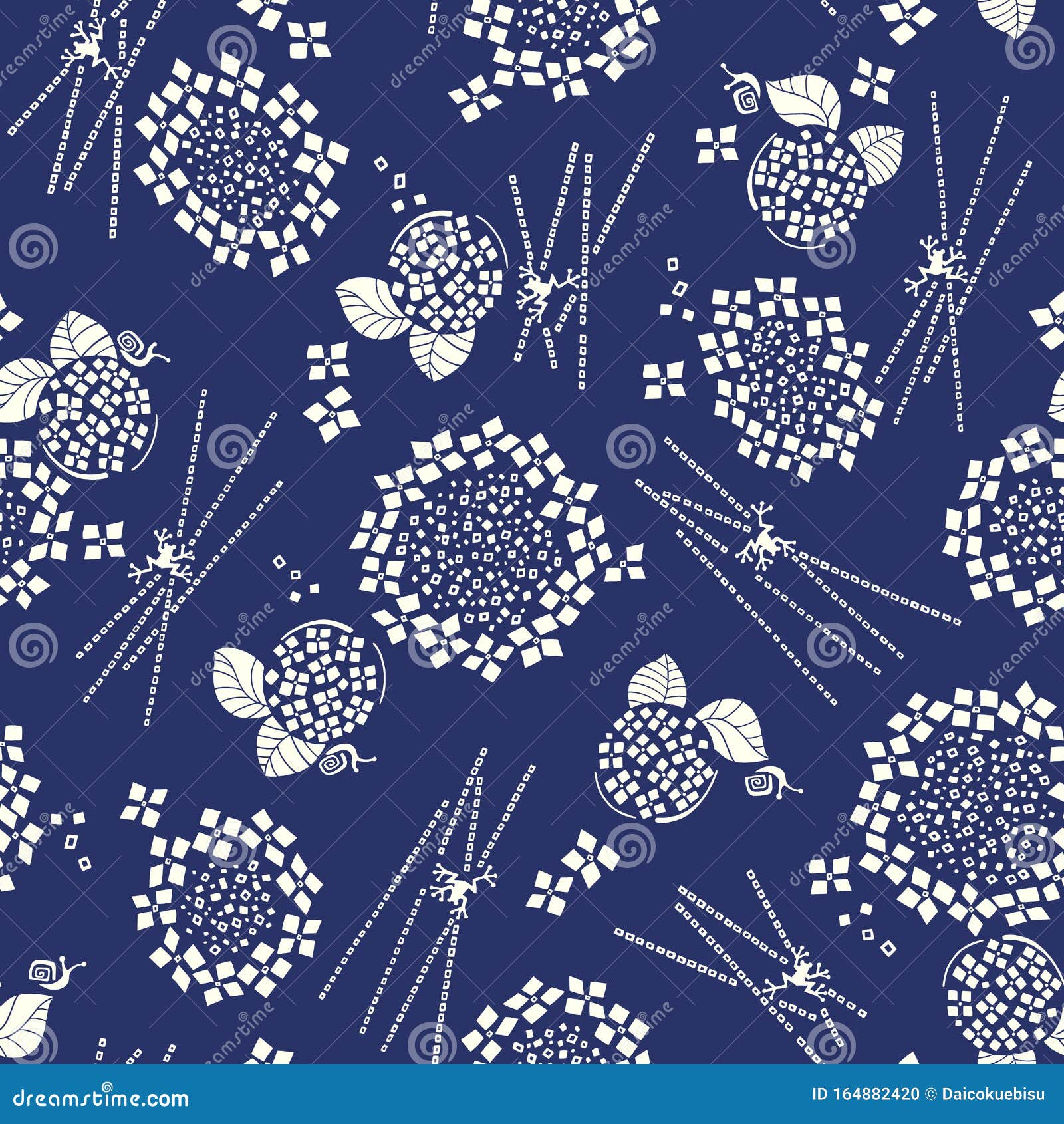 Abstract Japanese Style Hydrangea Pattern, Stock Vector - Illustration ...