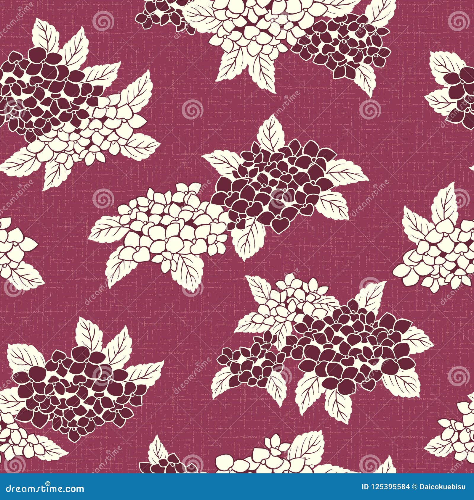 Japanese Style Hydrangea Pattern, Stock Vector - Illustration of ...