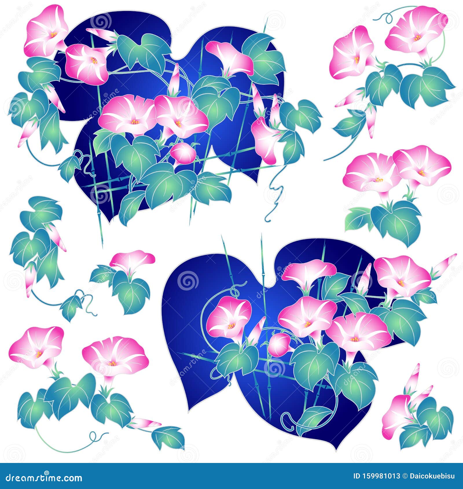 Illustration of the Japanese-style Morning Glory Stock Vector ...