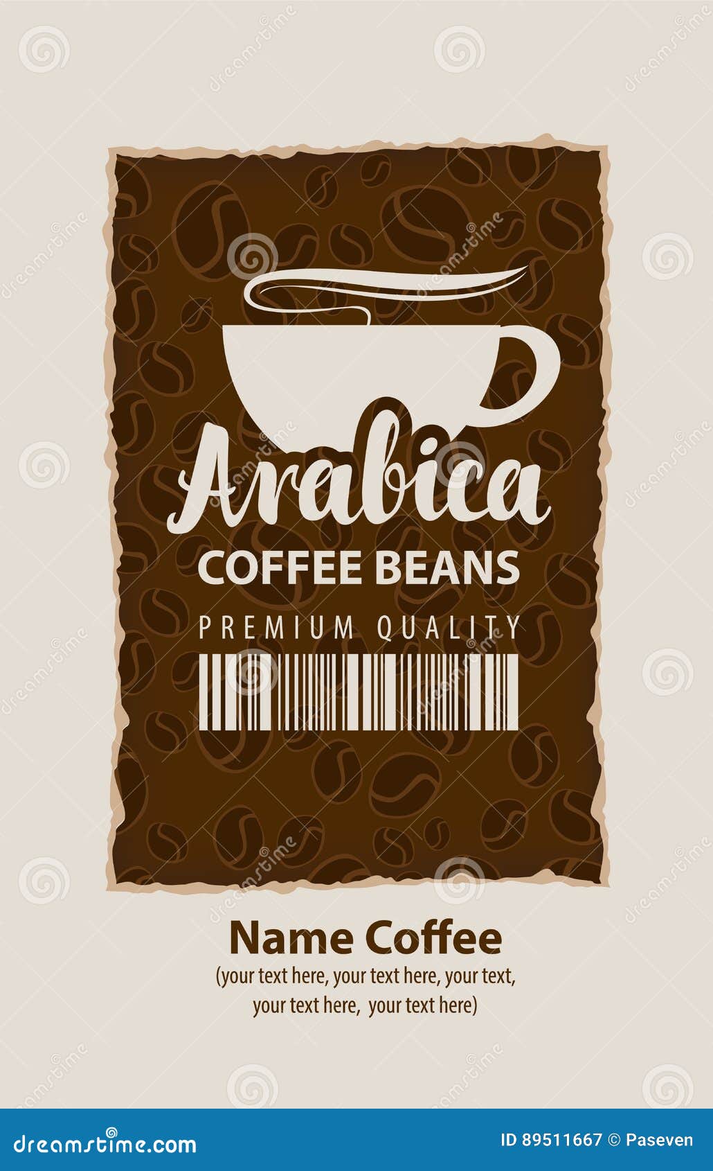 Design Label for Coffee Beans with Cup in Retro Stock Vector ...