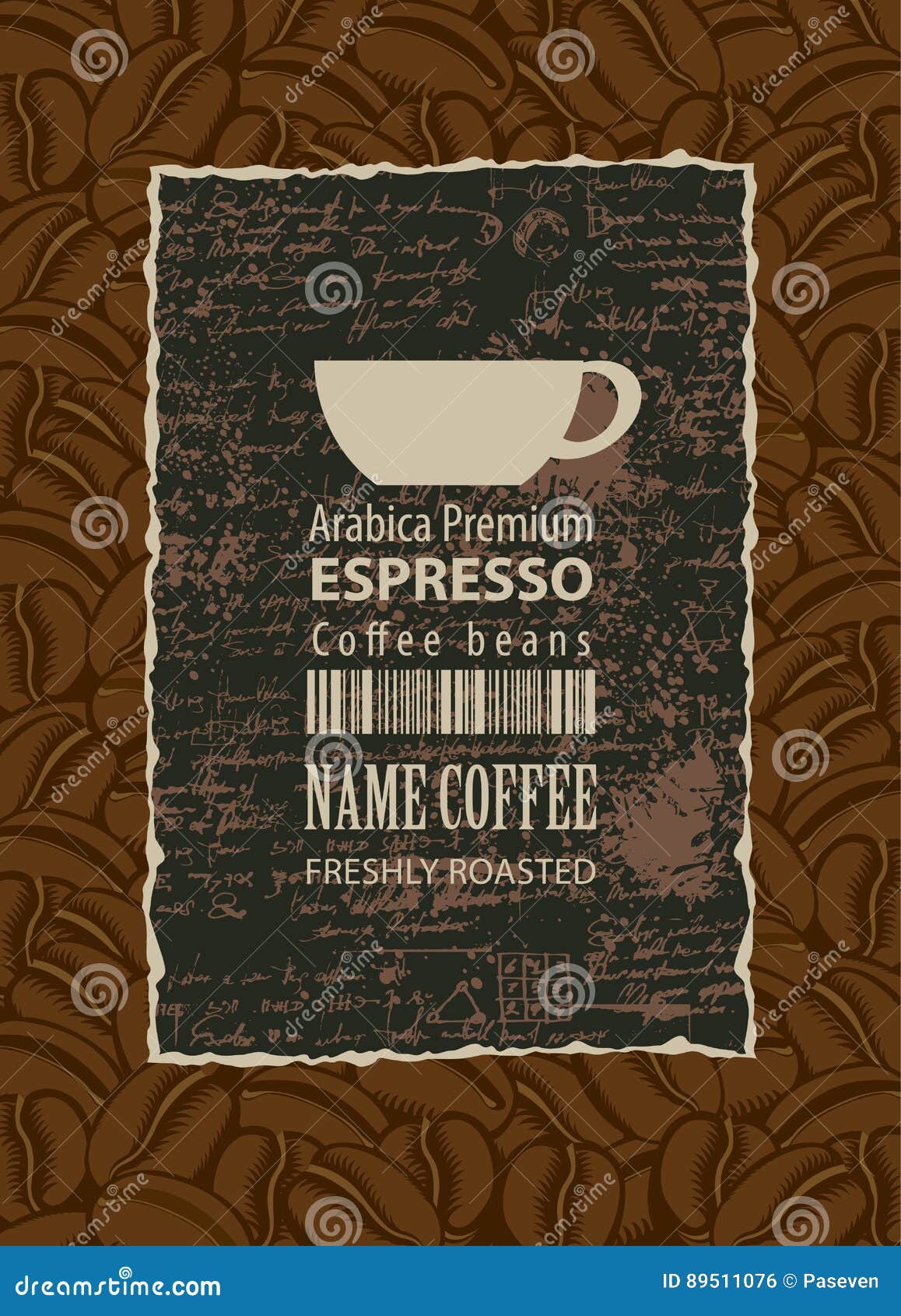 Design Label for Coffee Beans with Cup in Retro Stock Vector ...