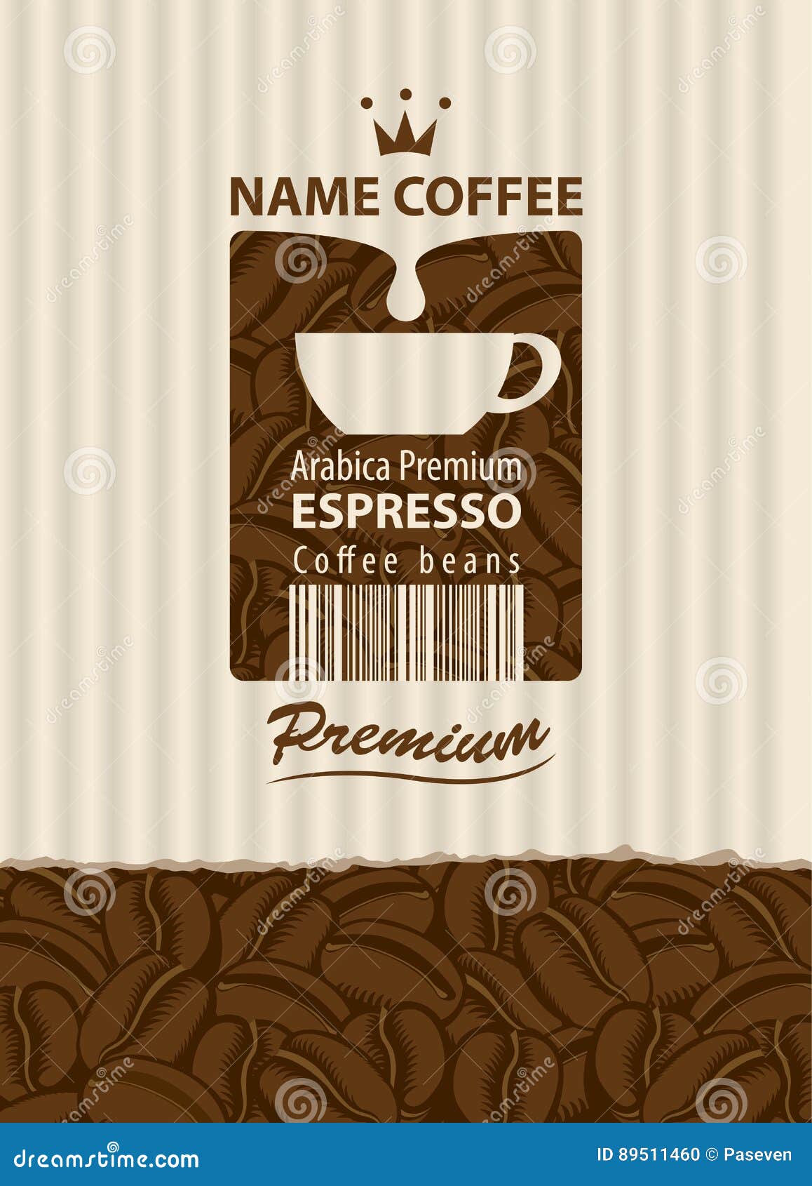 Design Label for Coffee Beans with Cup in Retro Stock Vector ...