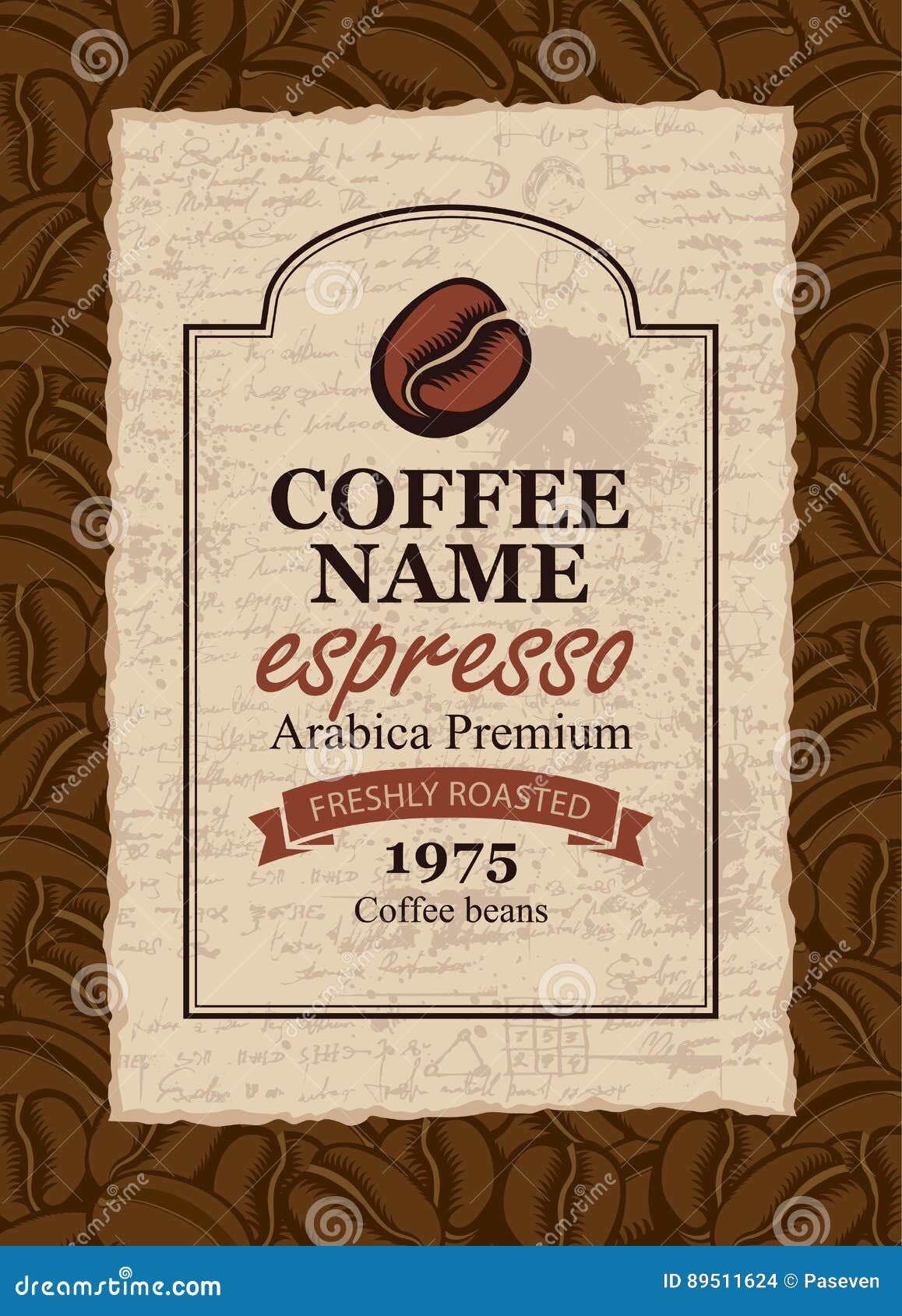 Design Label for Coffee Beans in Retro Style Stock Vector ...