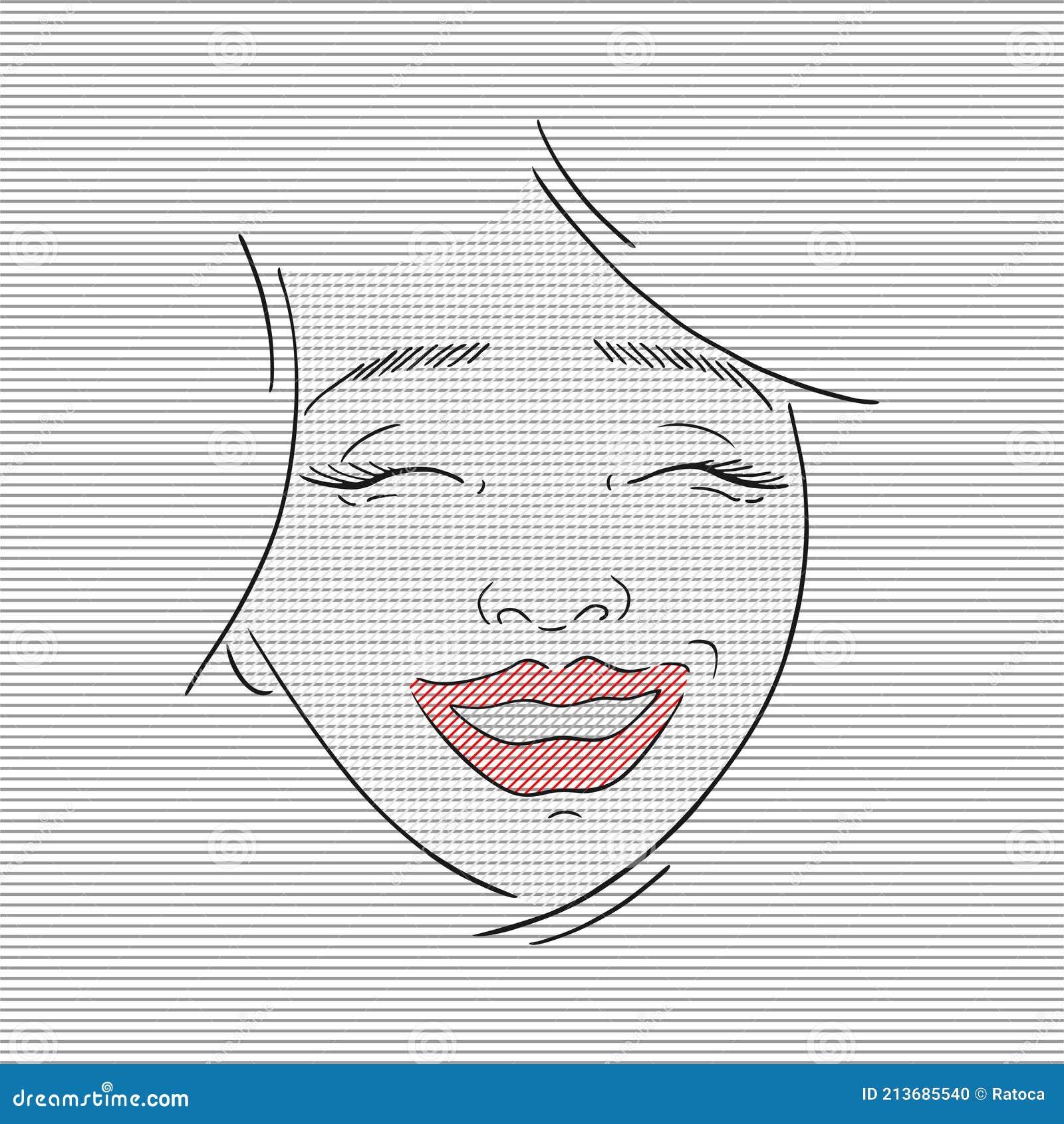 Design of Laughing Woman Face Draw Stock Vector - Illustration of girl ...