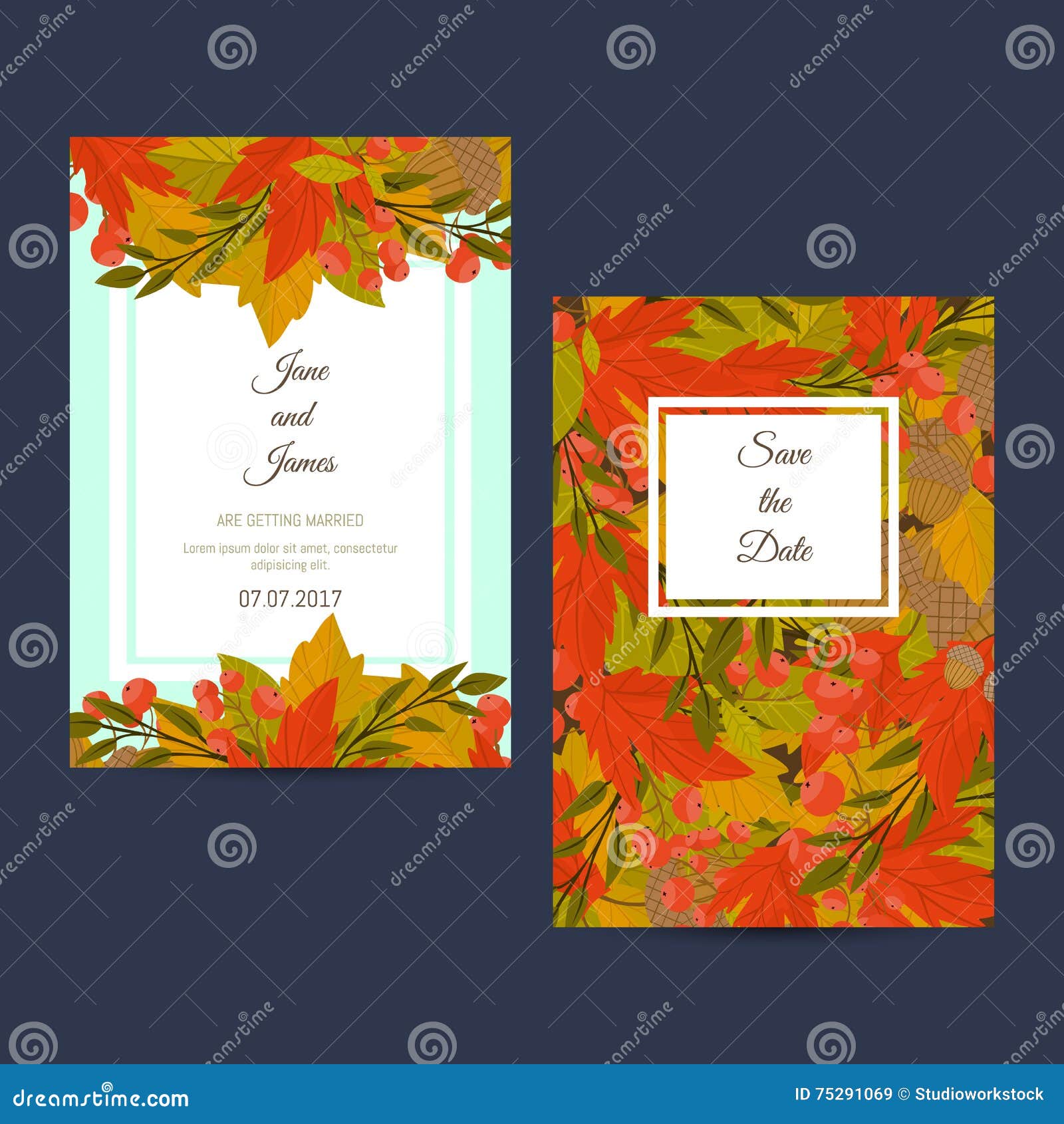 Design Layout Invitation of Autumn Leaves Stock Vector - Illustration ...