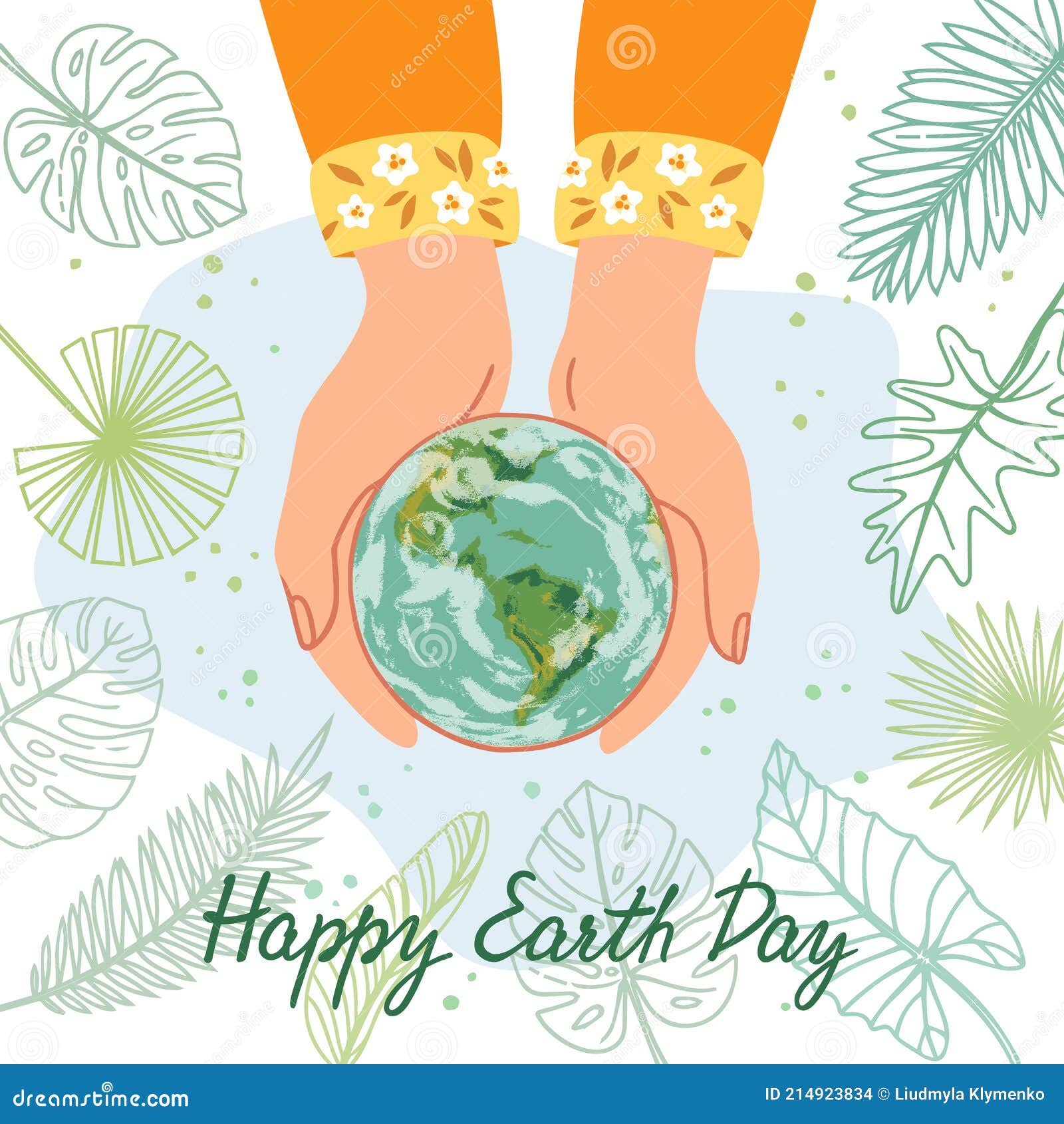 The Design of the Leaflet Happy Earth Day. the Planet is in Hand with ...