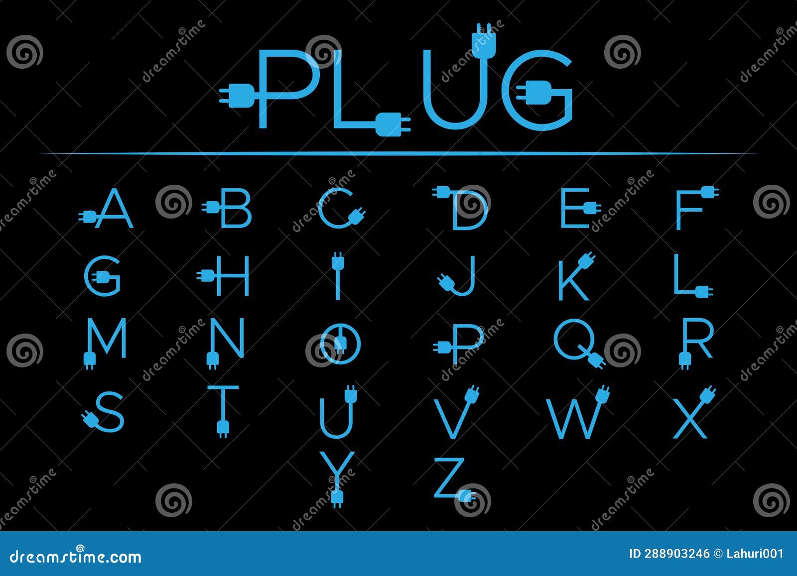 Design Letter Font Plug Concept Blue Color Stock Illustration ...