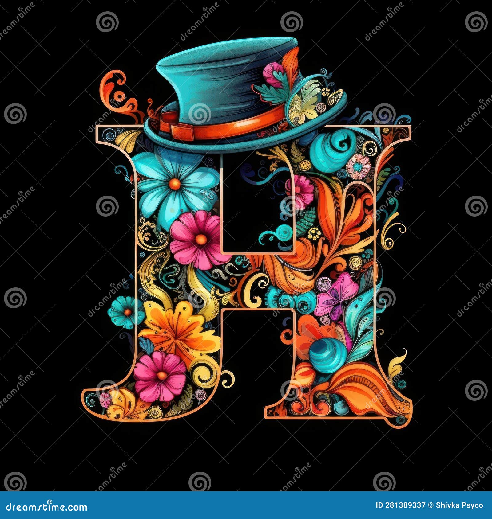 A Design with the Letter H with a Cool Top Generative AI Stock ...