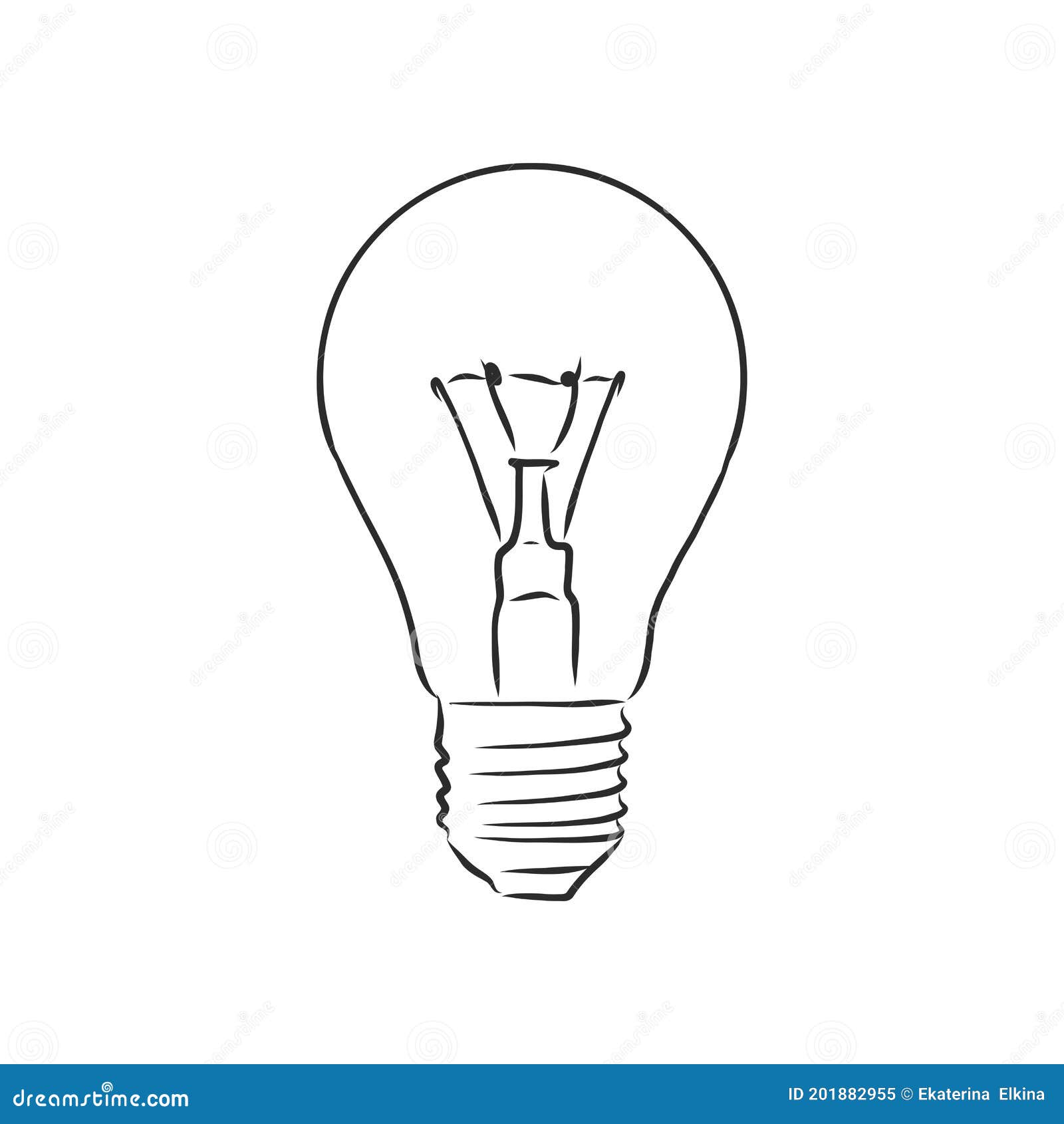 Design of Light Line Vector Drawing, Light Bulb Vector Sketch ...