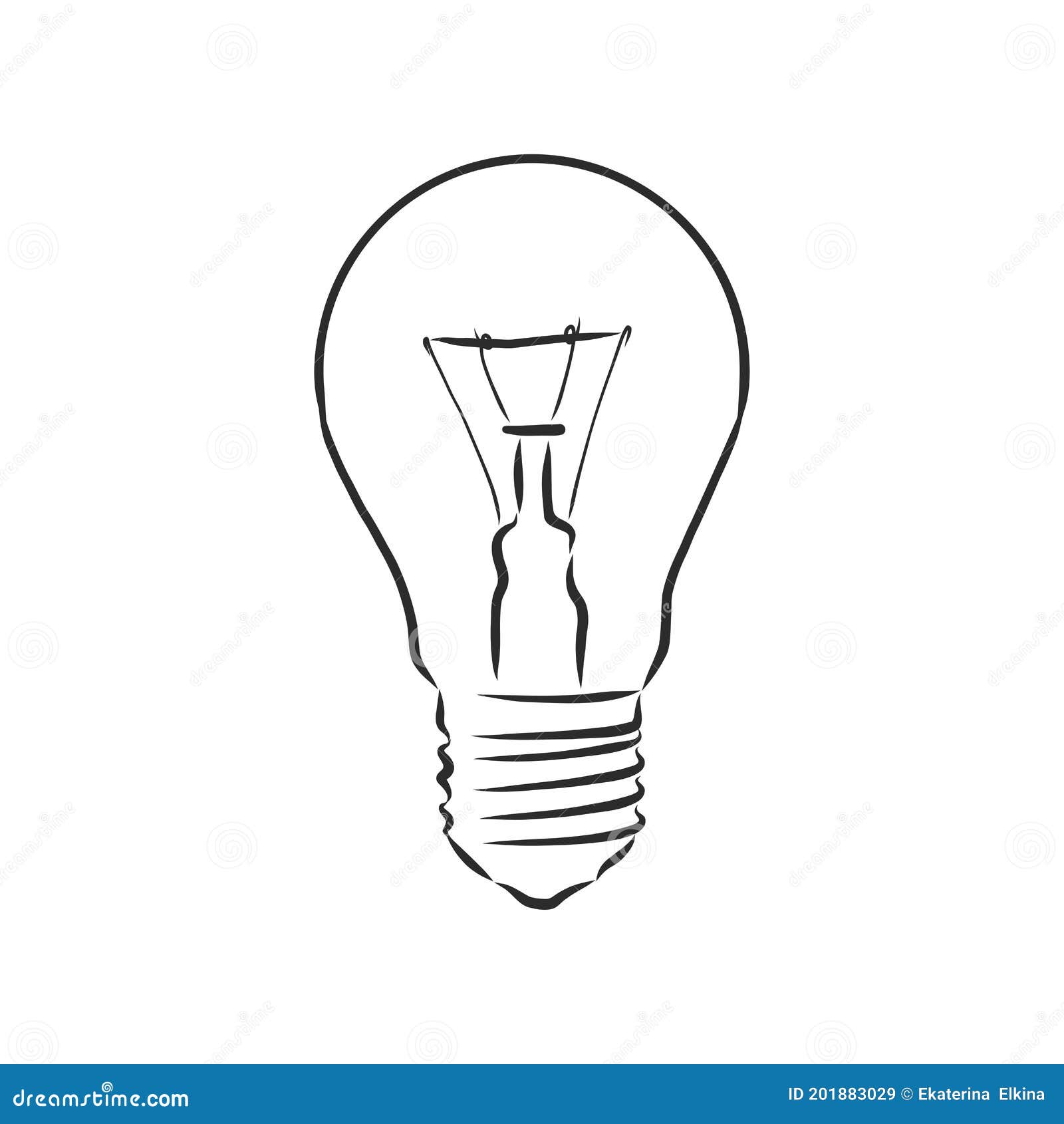 Design of Light Line Vector Drawing, Light Bulb Vector Sketch ...