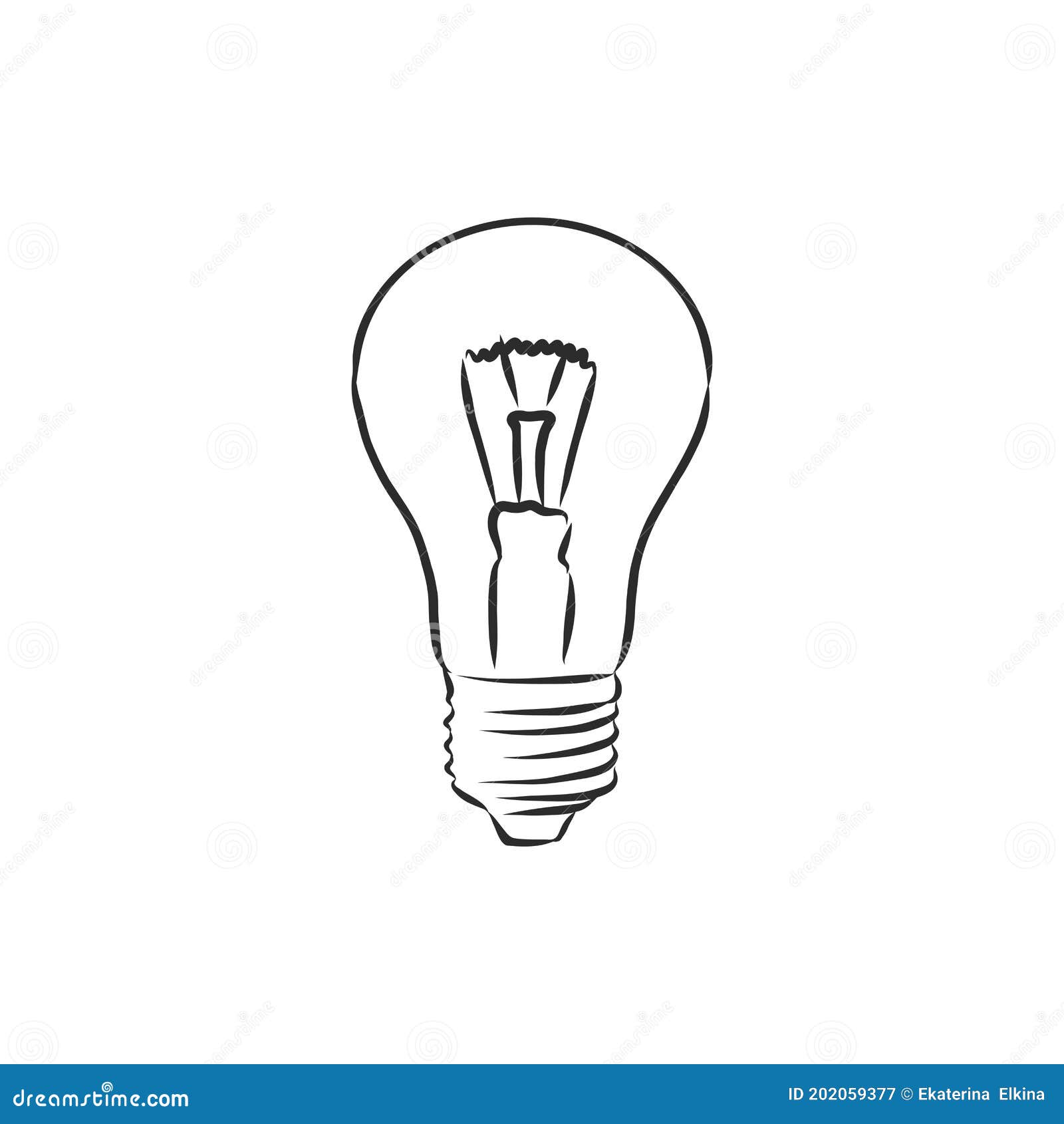 Design of Light Line Vector Drawing, Light Bulb Vector Sketch ...