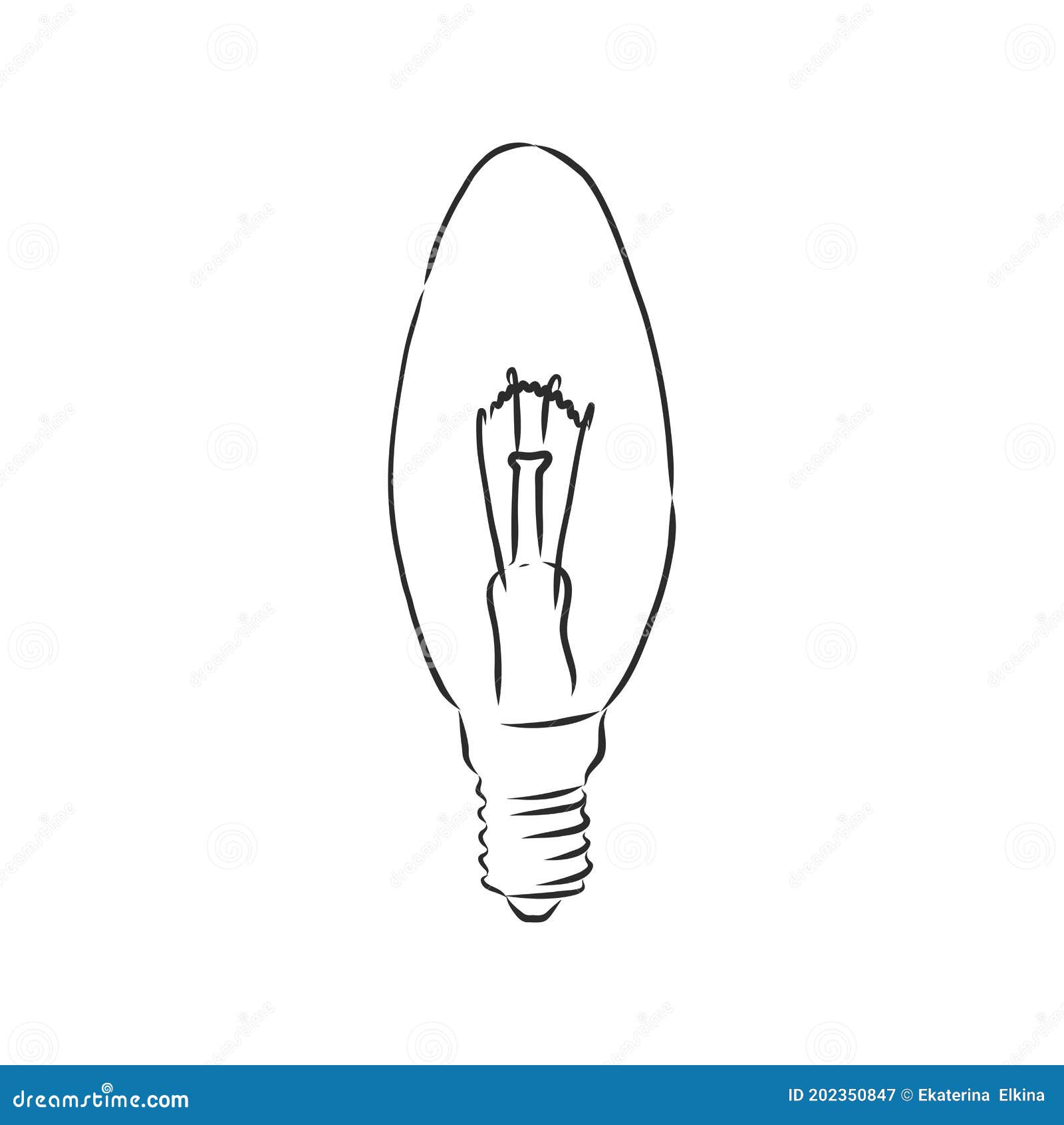 Design of Light Line Vector Drawing, Light Bulb Vector Sketch ...