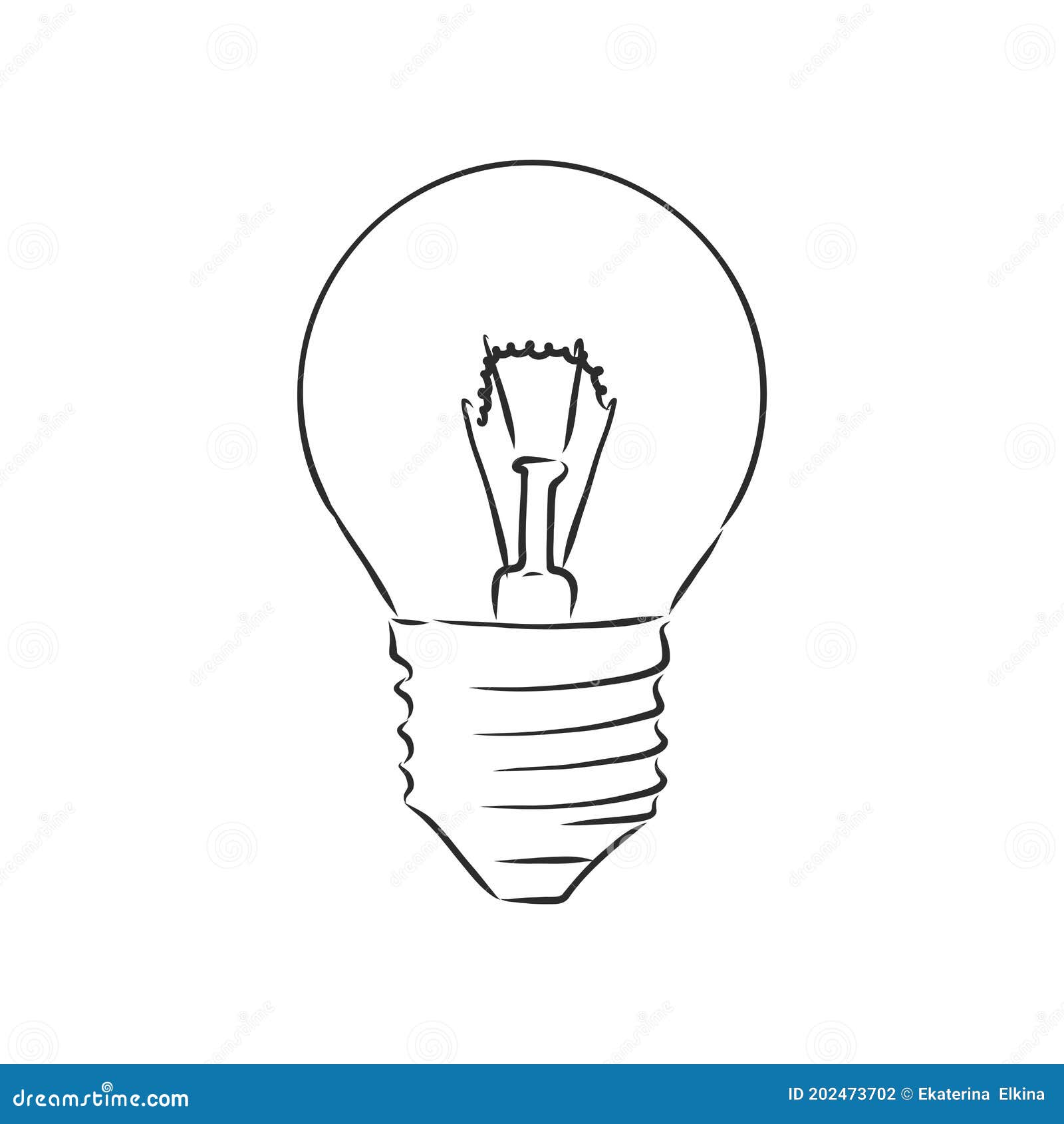 Design of Light Line Vector Drawing, Light Bulb Vector Sketch ...