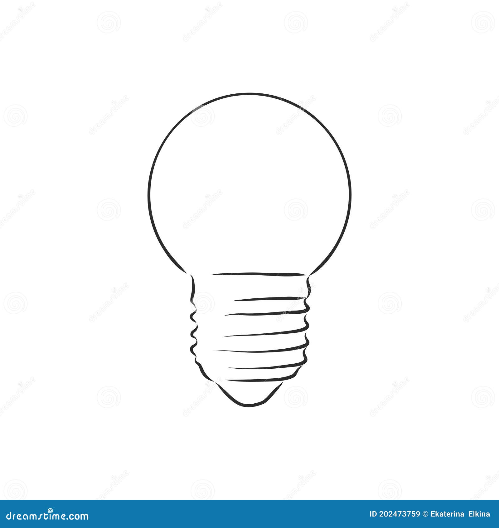 Design of Light Line Vector Drawing, Light Bulb Vector Sketch ...