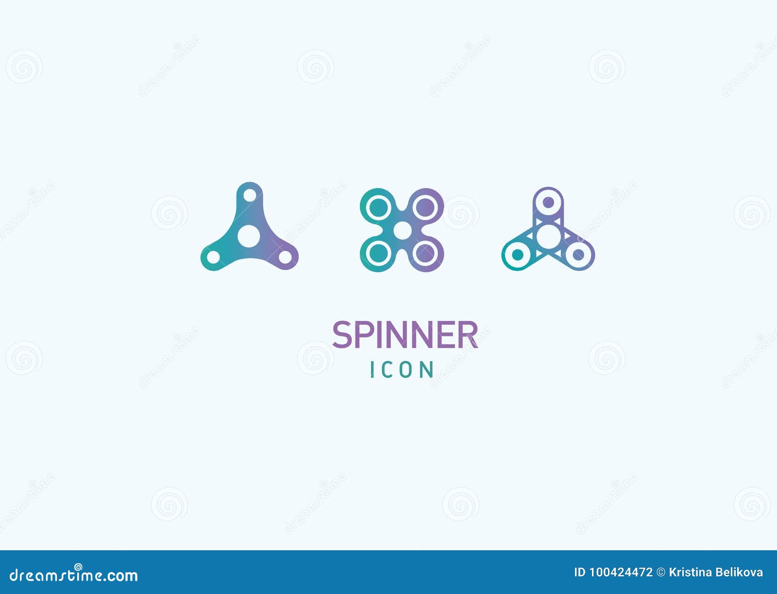 Linear Multicolored Icons of Fidget Spinners Stock Illustration ...