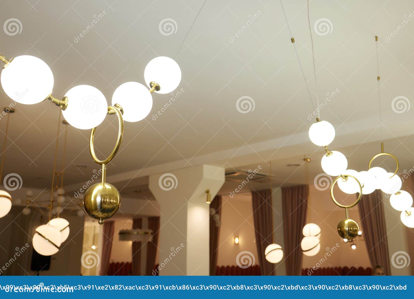 Design Loft Lamp with Dim Light and Straight Long Line of Beam. Stock ...