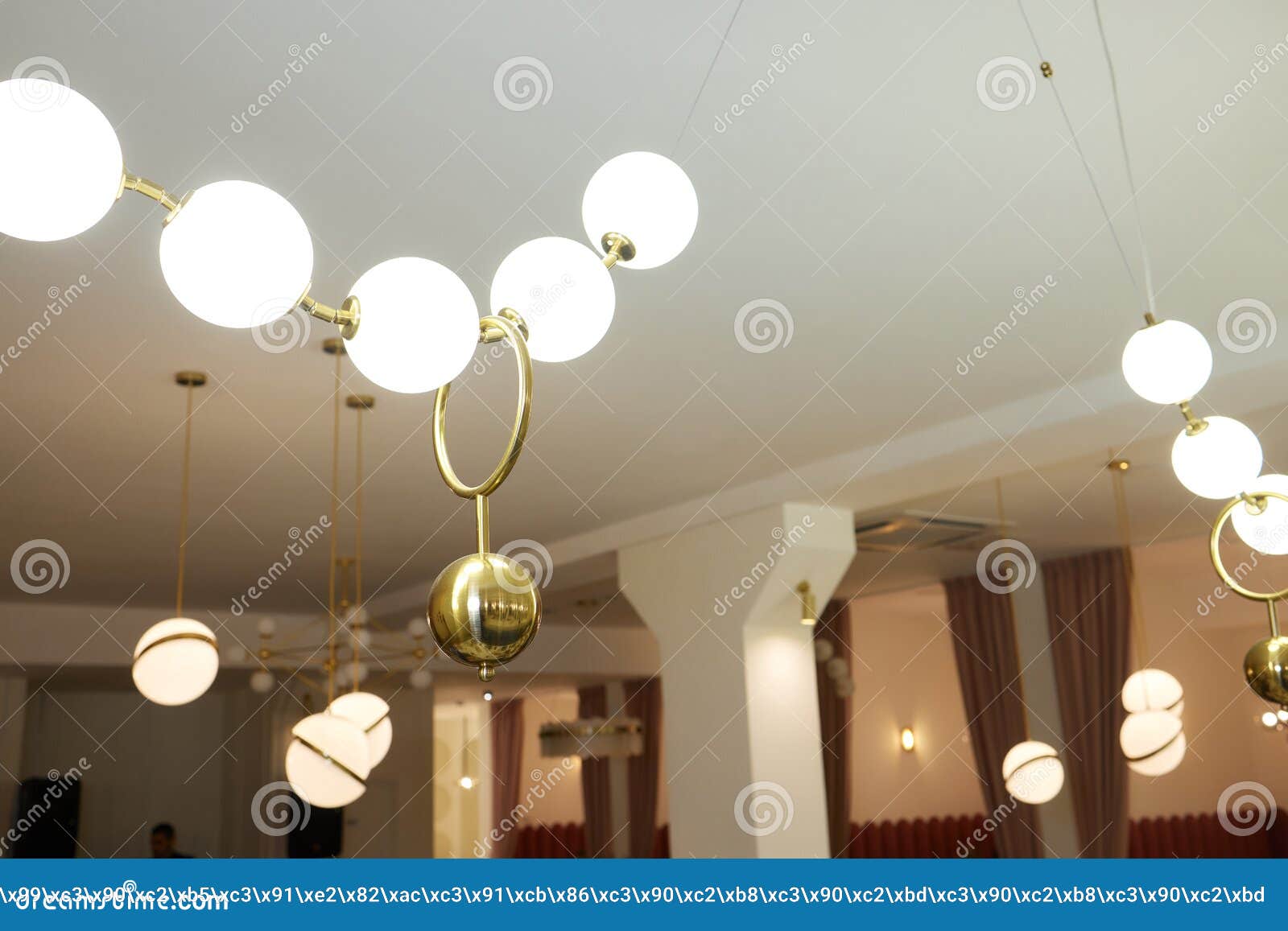 Design Loft Lamp with Dim Light and Straight Long Line of Beam. Stock ...