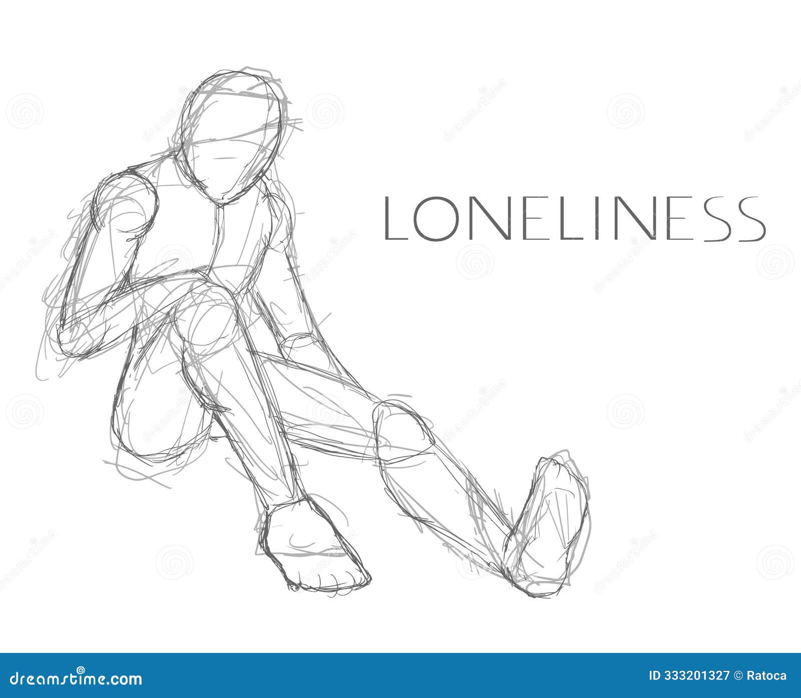 Design of Loneliness Man Draw Stock Illustration - Illustration of ...